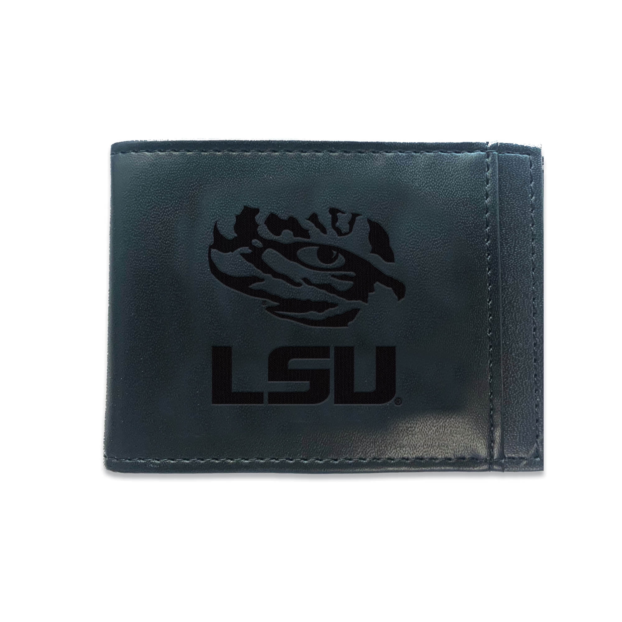 Black LSU Tigers Hybrid Leather Front Pocket Bi-Fold Wallet with Money ...