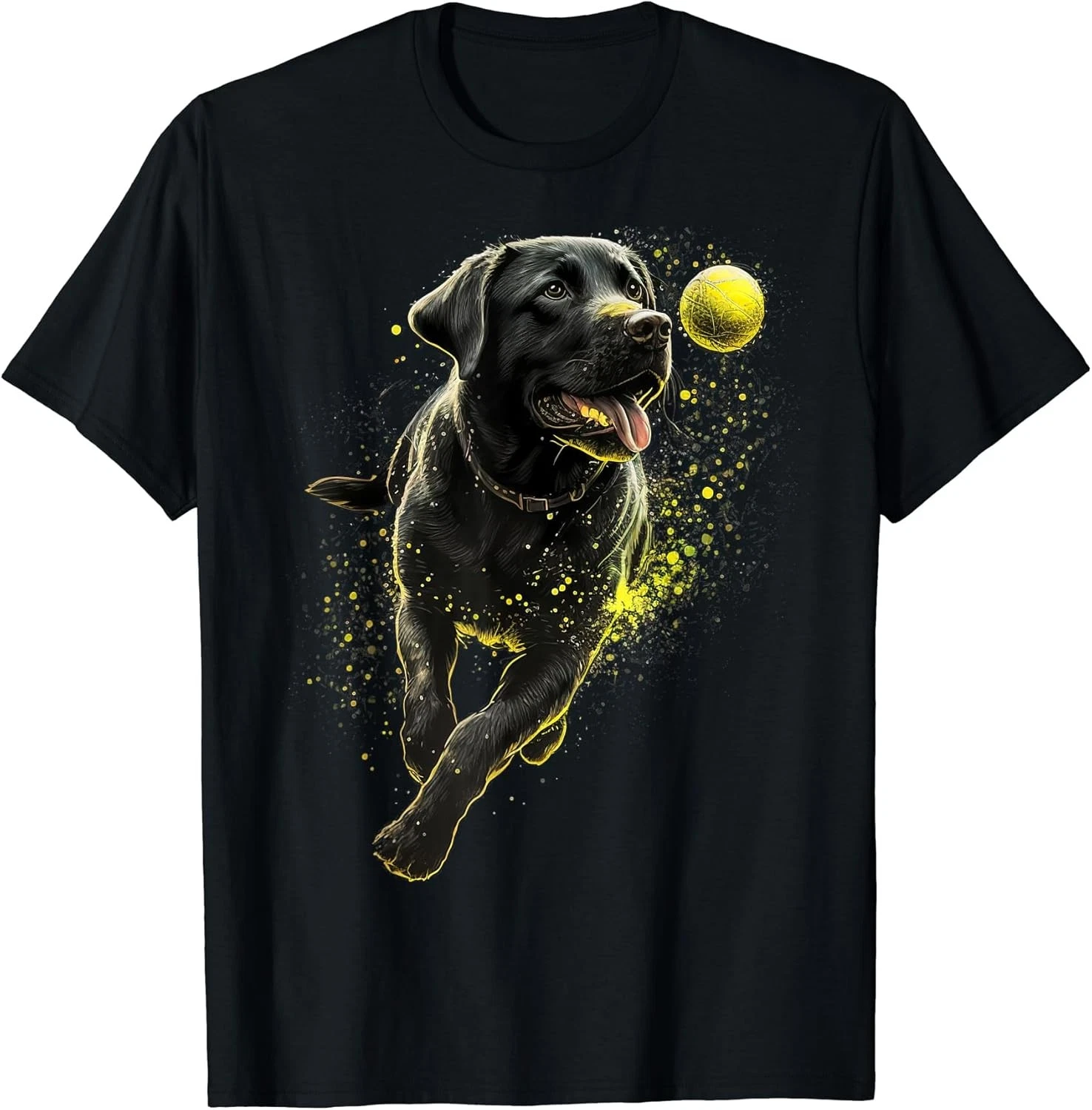 Black Lab Chasing Ball Retriever Inspired Playful Dog Lover Art Unisex ...