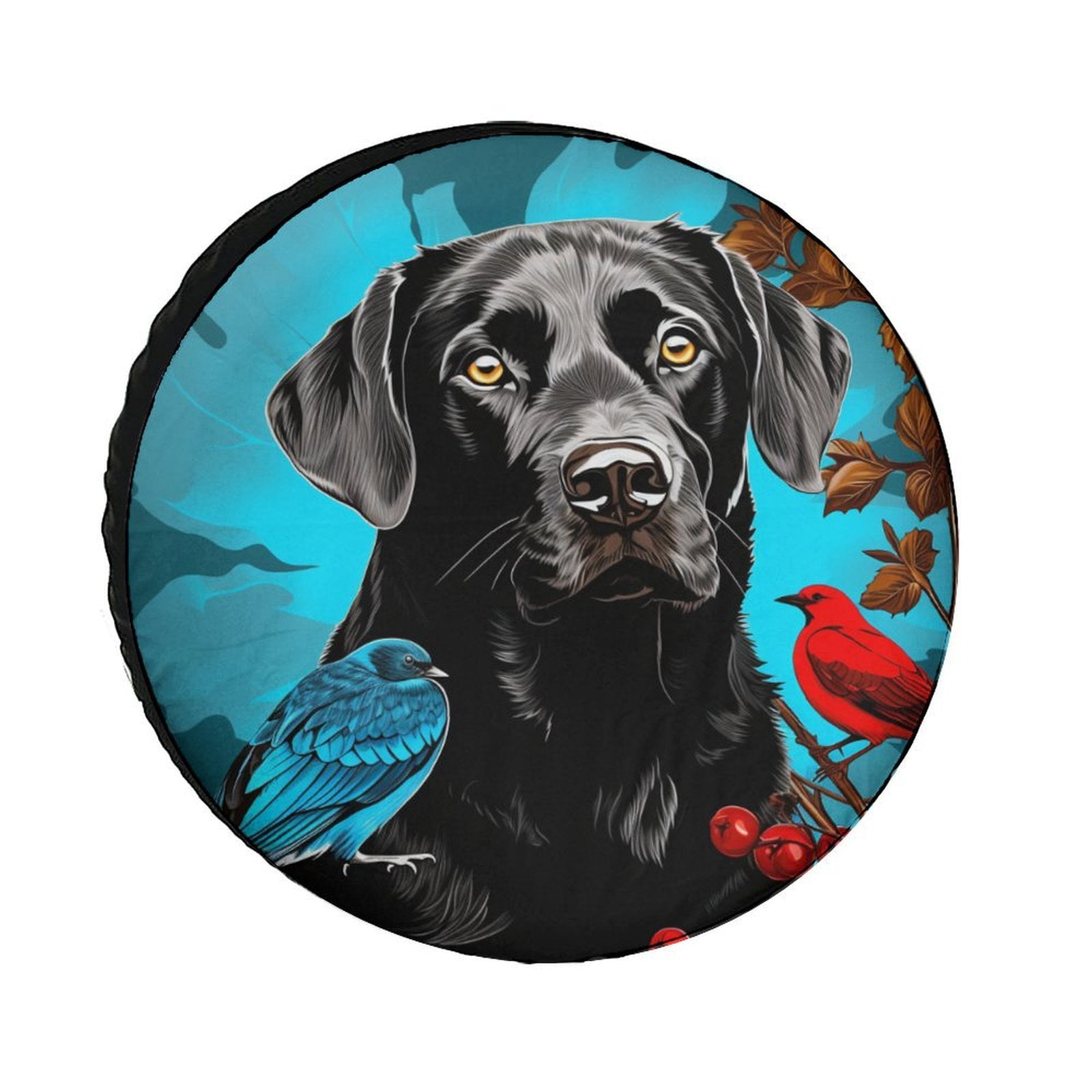 Black Lab Christmas Red Bird - Cute Labrador Dog Heavy Duty Spare Tire ...