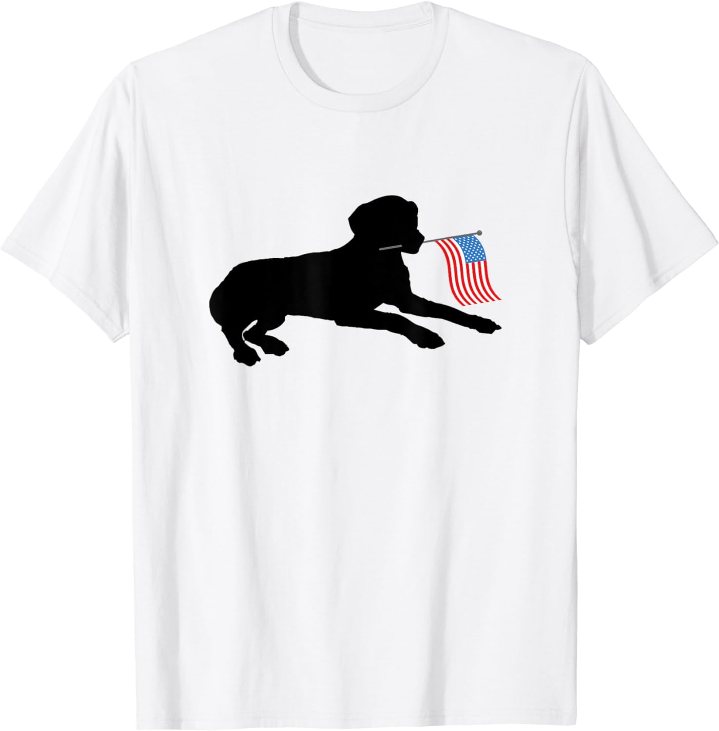 Black Lab Dog Holding July 4th Patriotic USA Flag T-Shirt - Walmart.com