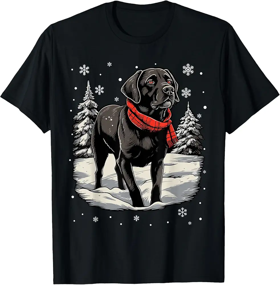 Black Lab Holiday Hat Pajama Cute Festive Winter Pup Unisex T-Shirt, up ...