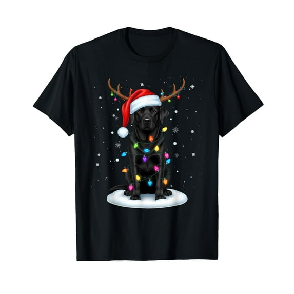 Black Lab Labrador Christmas Dog Reindeer Lights Pajama Xmas T ...
