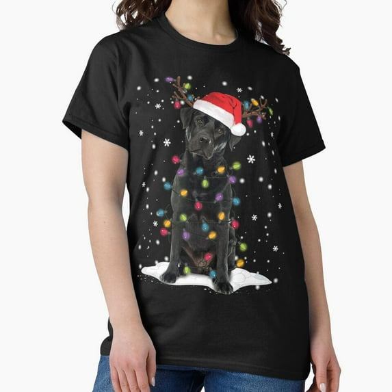 Black Lab Labrador Christmas Tree Light Pajama Dog Xmas Gift Shirt ...
