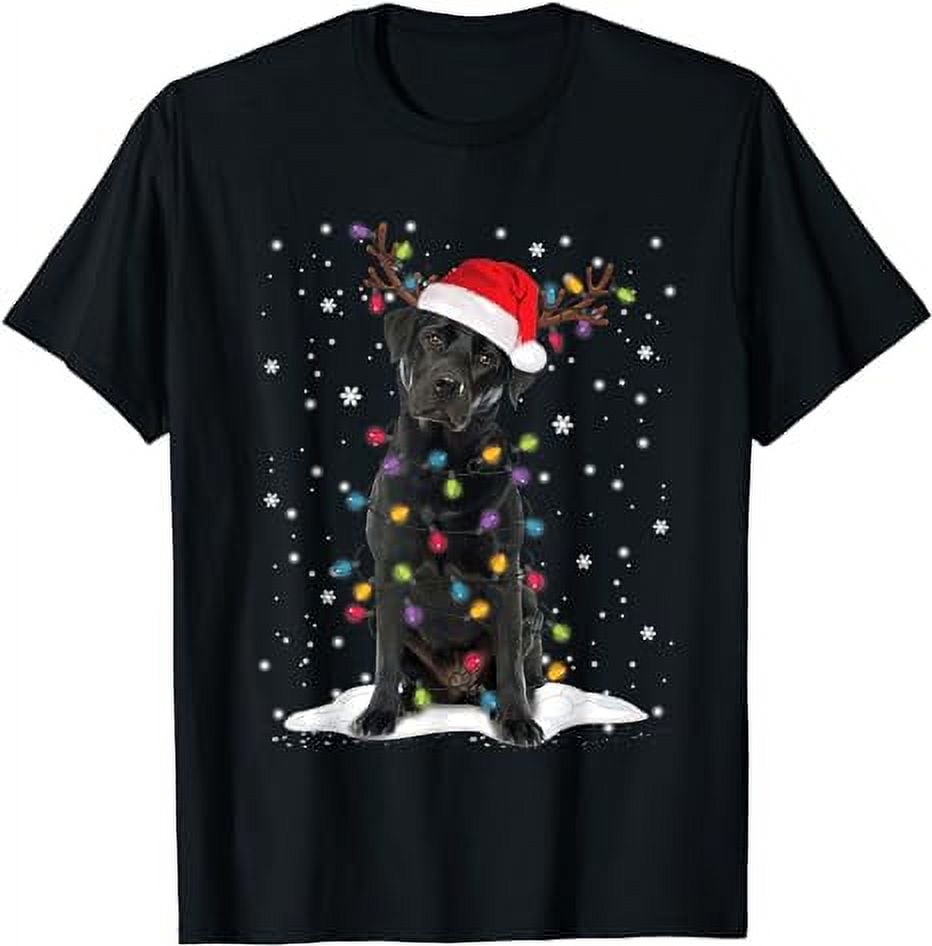 Black Lab Labrador Christmas Tree Light Pajama Dog Xmas T-Shirt ...