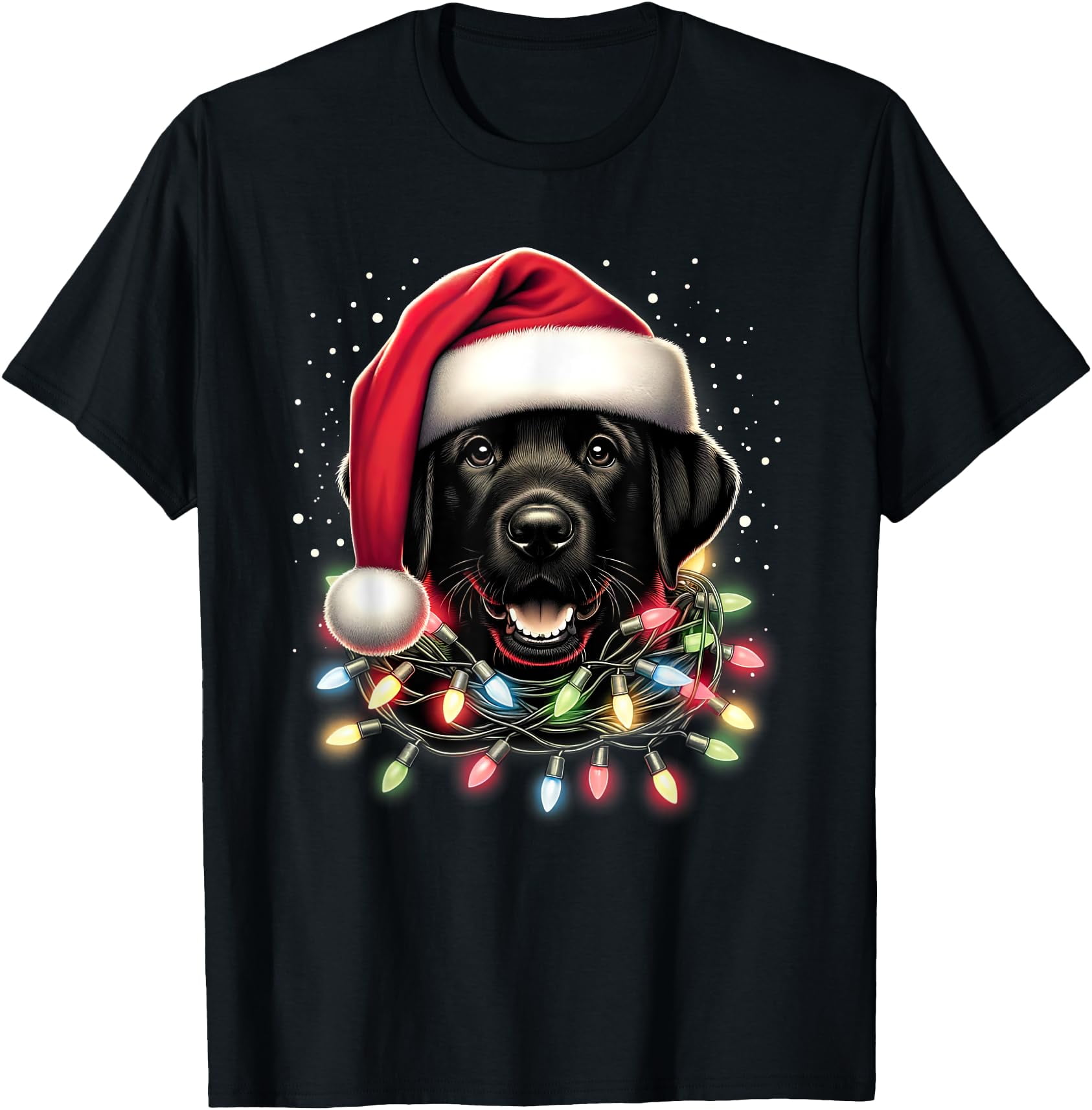 Black Lab Labrador Christmas Tree Light Pajama Dog Xmas T-Shirt ...