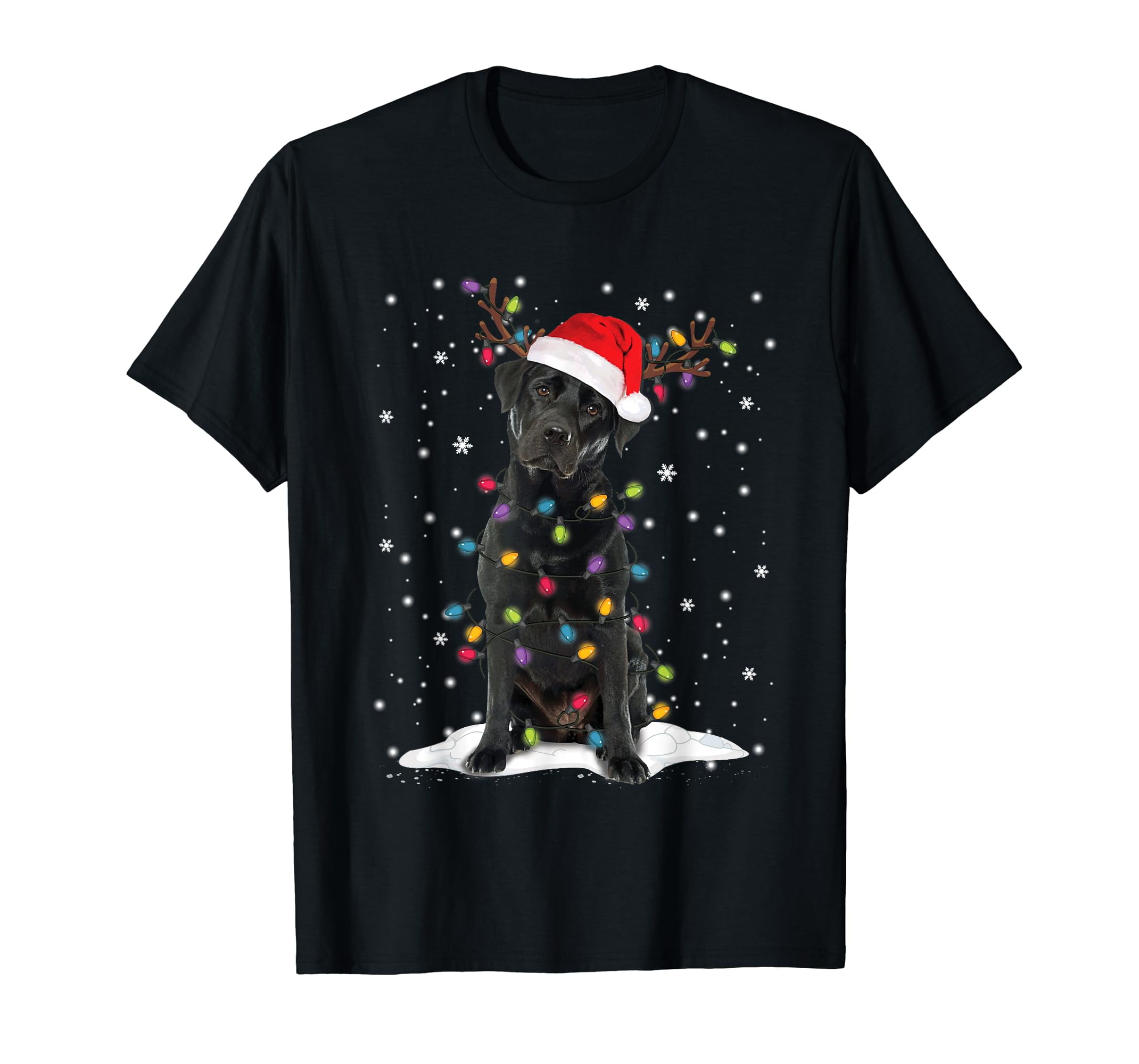 Black Lab Labrador Christmas Tree Light Pajama Dog Xmas T-Shirt ...