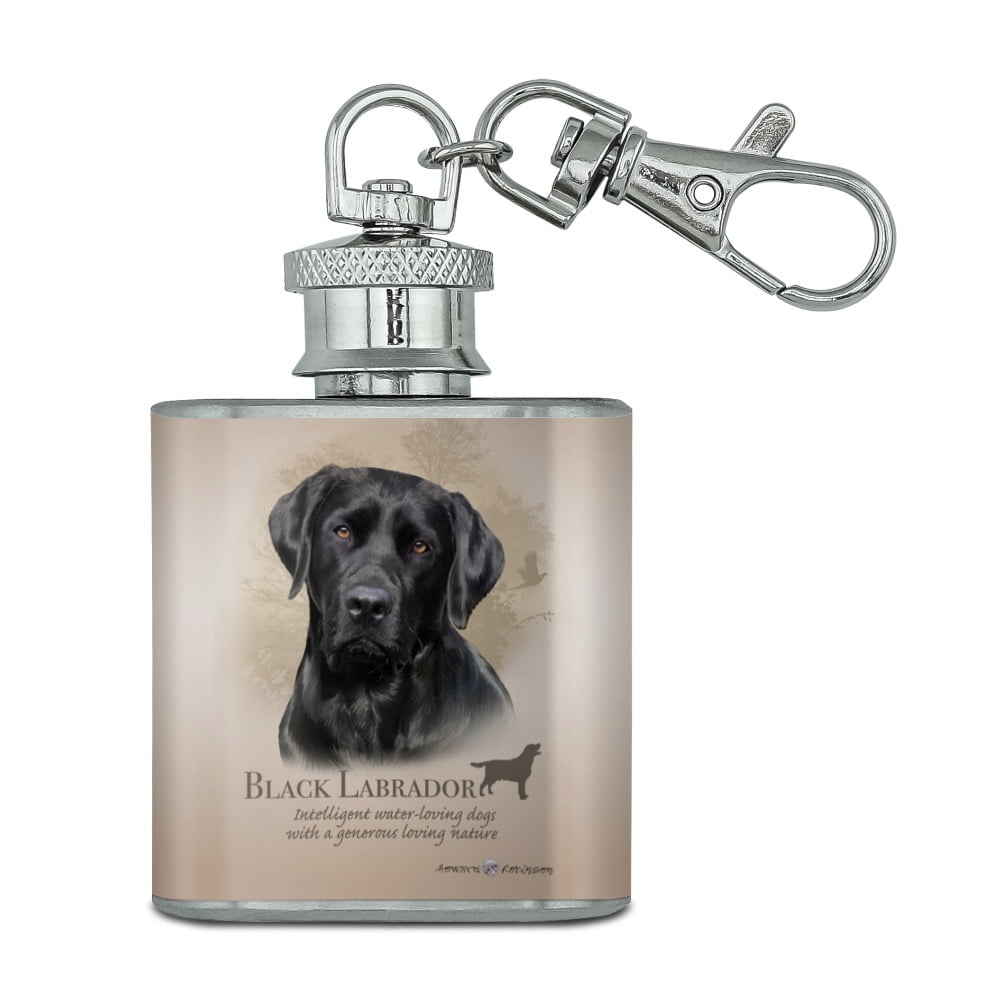 Black Lab Labrador Dog Breed Stainless Steel 1oz Mini Flask Key Chain ...