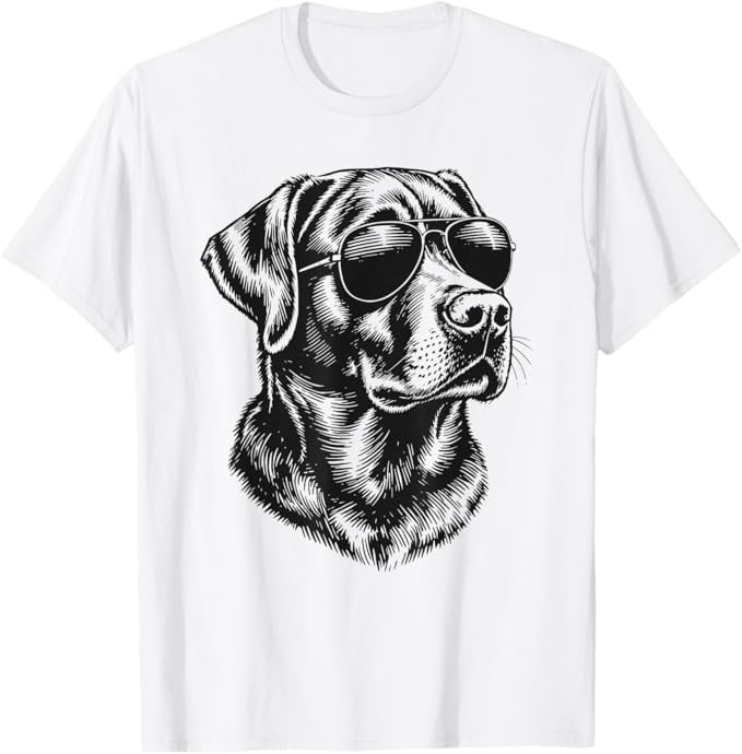 Black Lab Labrador Retriever Dog Wearing Sunglasses Graphic T-Shirt ...