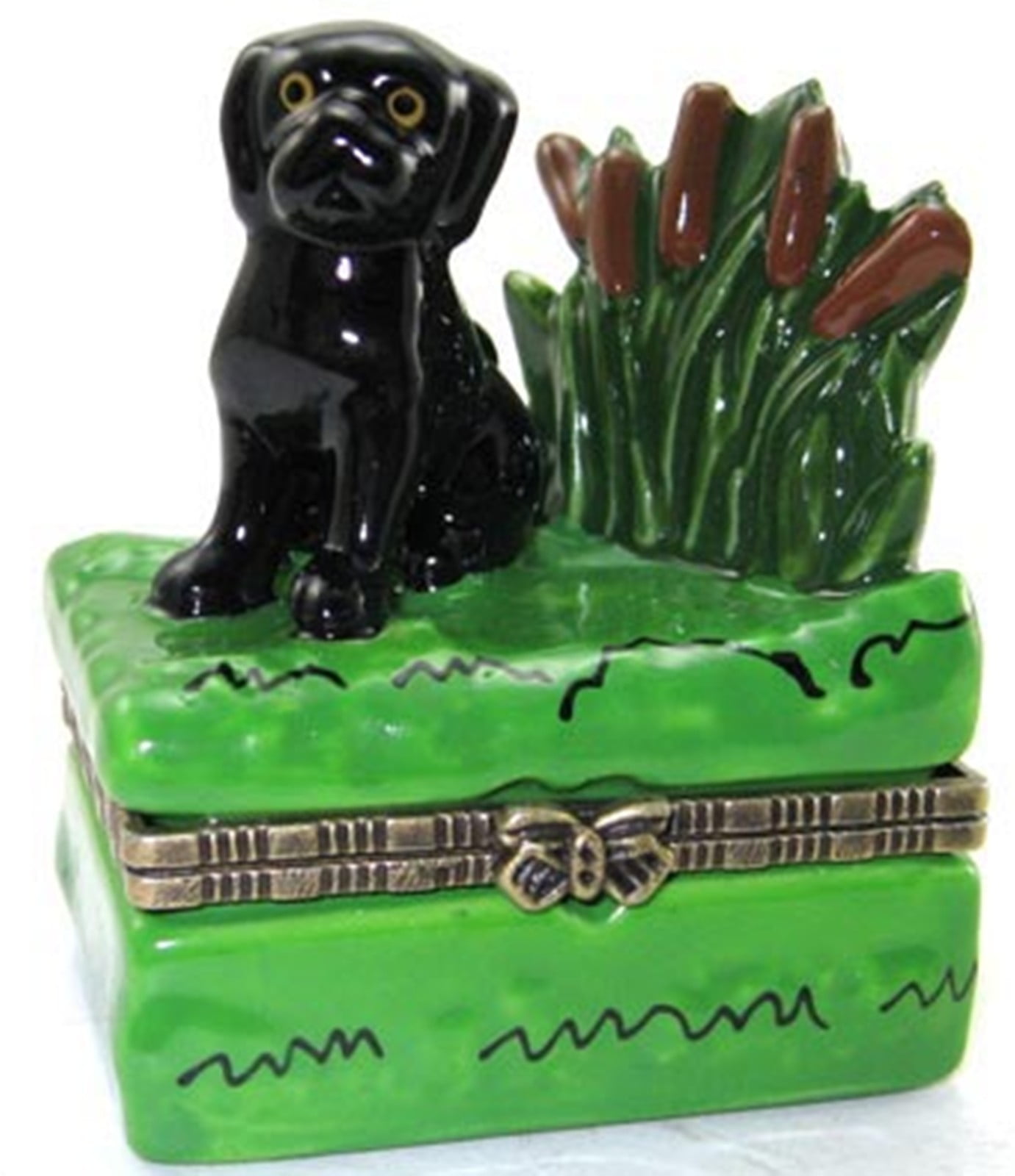 Black Lab Labrador Retriever Puppy Porcelain Hinged Trinket Box ...