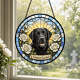 Black Lab Memorial Suncatcher Window Hanging White Rose Pet Loss ...