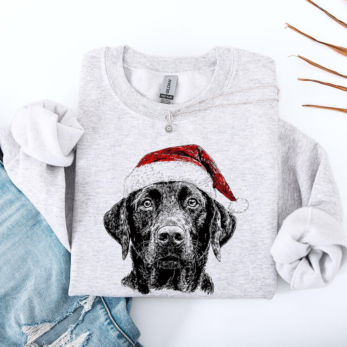 Black Lab, Santa, Labrador Dog, Christmas, Dog Lover, Pet Sweatshirt ...