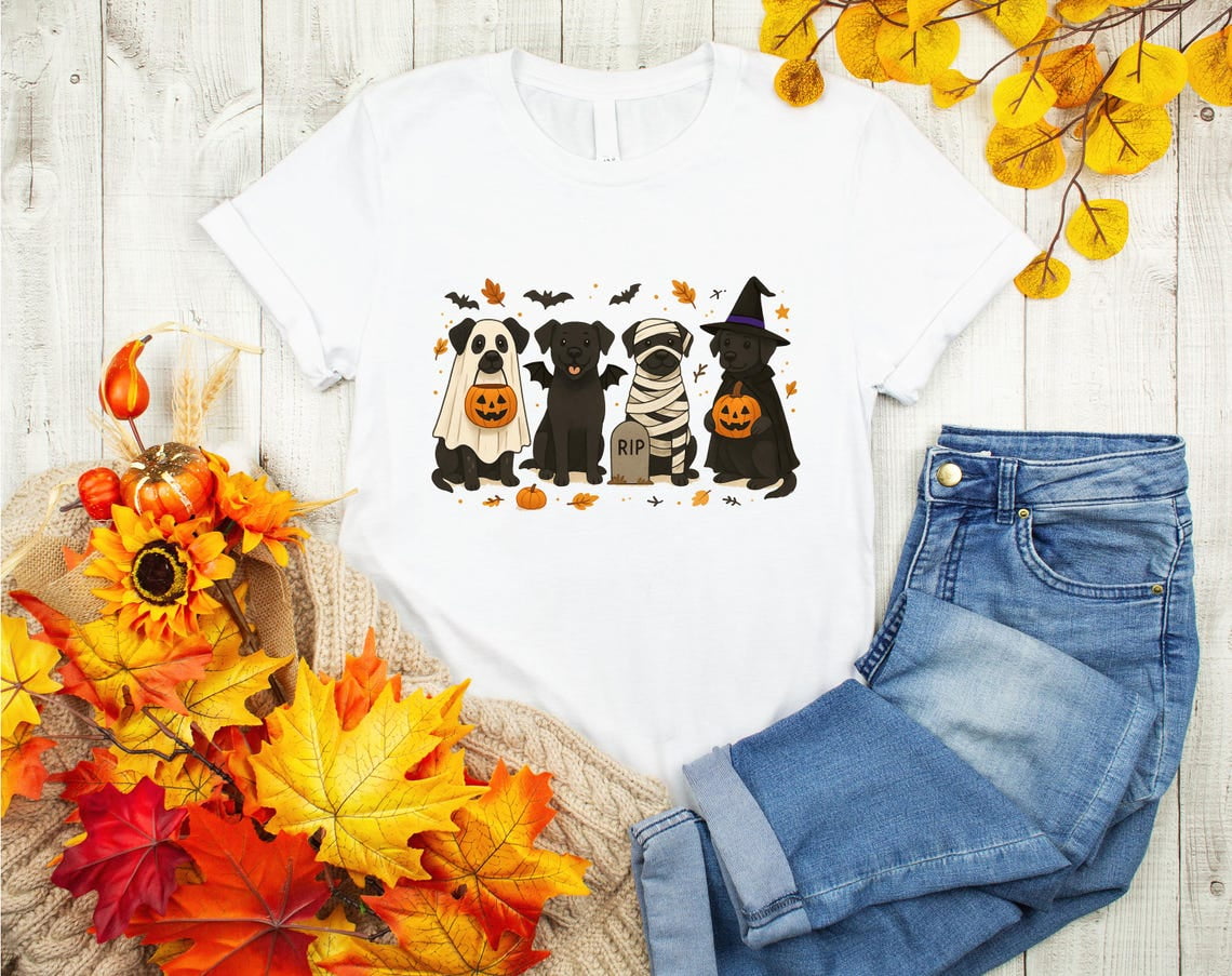 Black Lab T-Shirt, Fall Labrador Retriever Dog Shirt, Ghost Dog T-Shirt ...