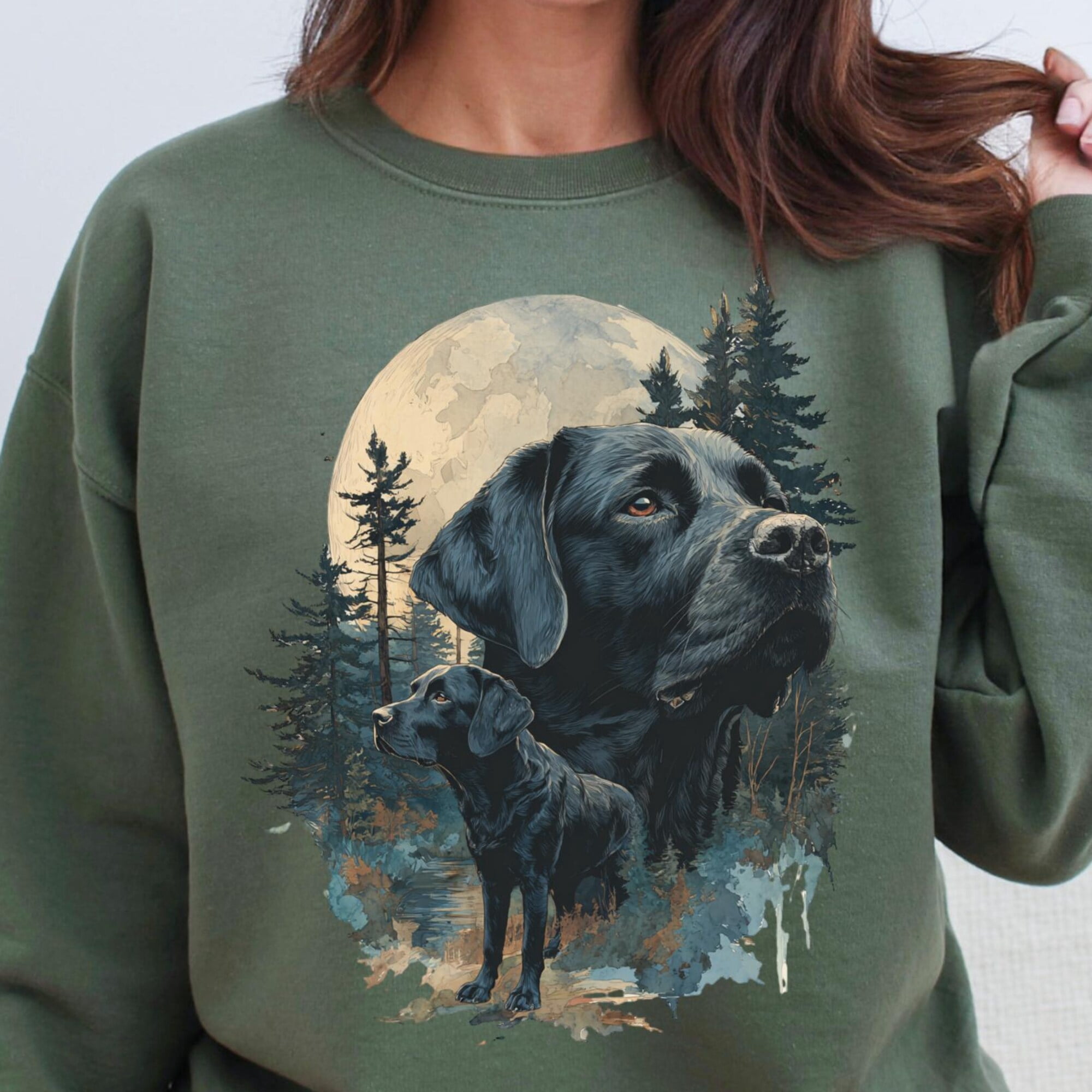 Black Lab TShirt Retro Labrador Shirt Unisex Dog Lover Crewneck ...
