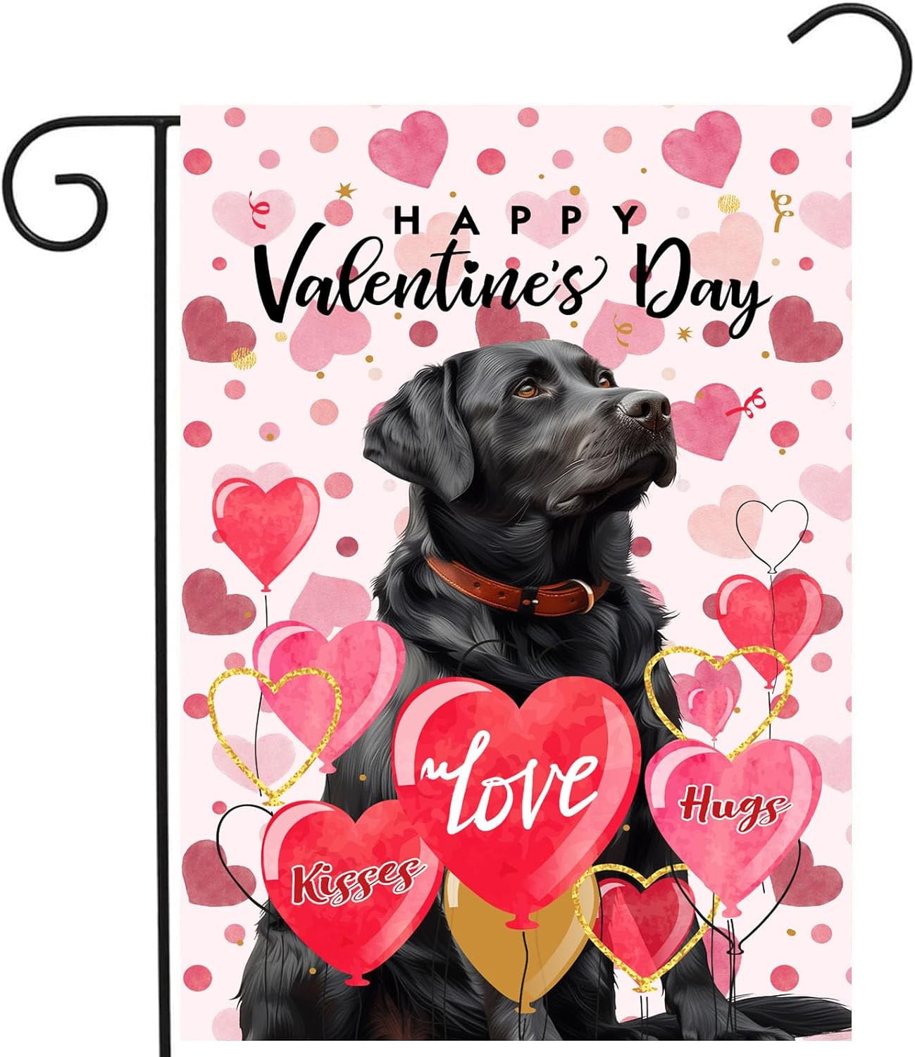 Black Lab Valentine Garden Flag Valentines Day Flags for Outside 12x18 ...