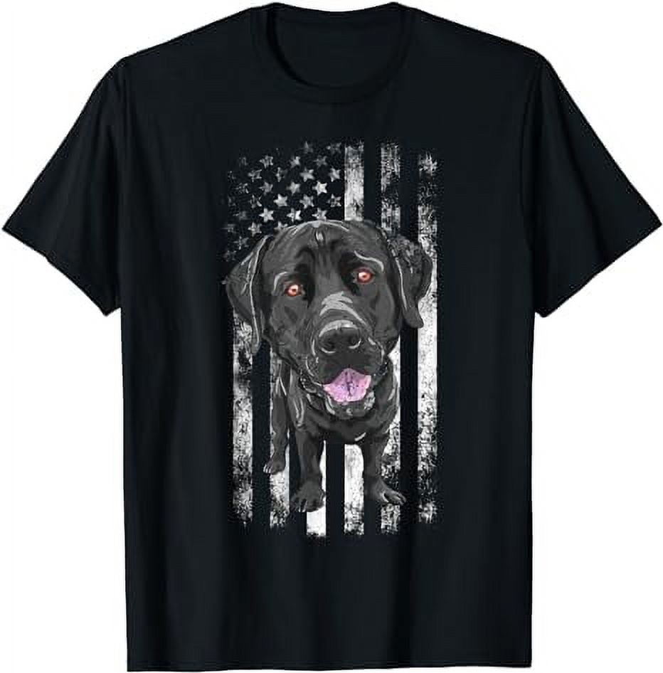 Black Labrador American Flag Patriotic Dog Dad Mom Black Lab T-Shirt ...