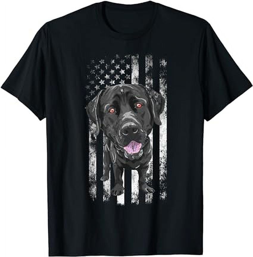 Black Labrador American Flag Patriotic Dog Dad Mom Black Lab T-Shirt ...