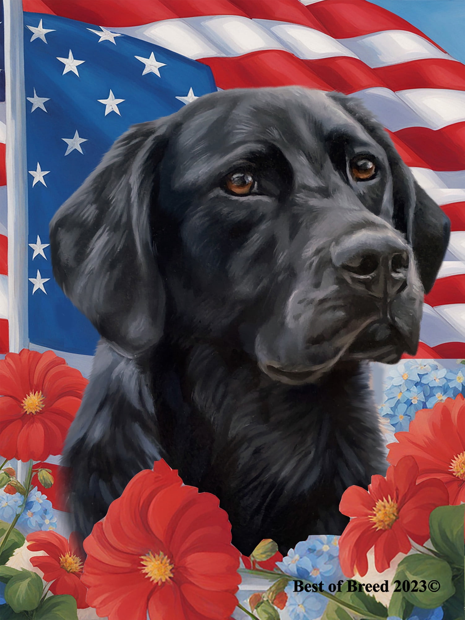 Black Labrador - Best of Breed All-American Patriotic I Garden Flag ...