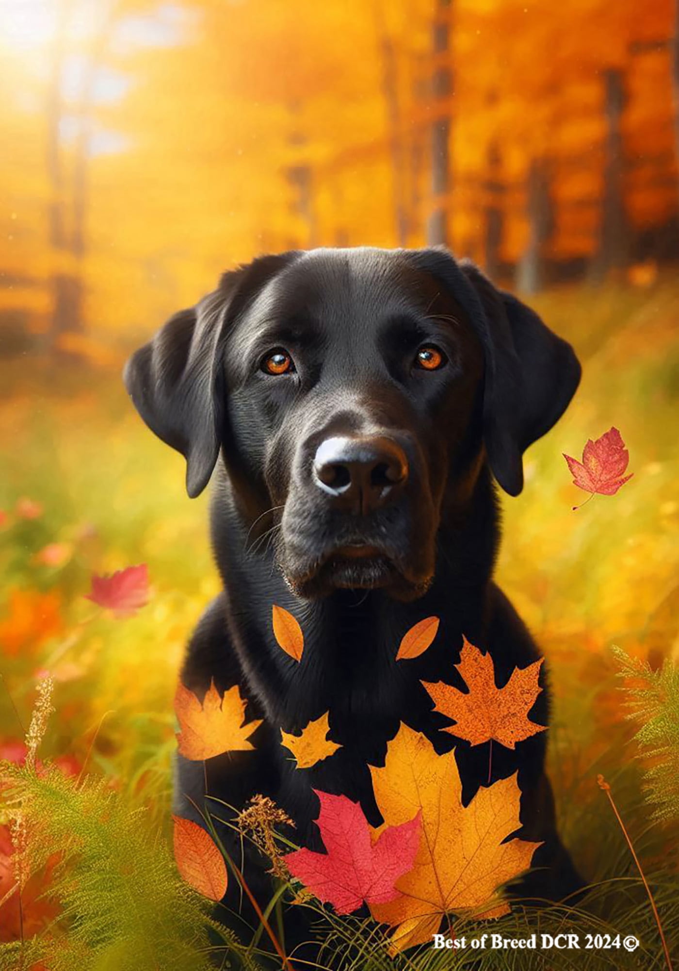 Black Labrador - Best of Breed DCR Falling Leaves Garden Flag 12" x 17 ...