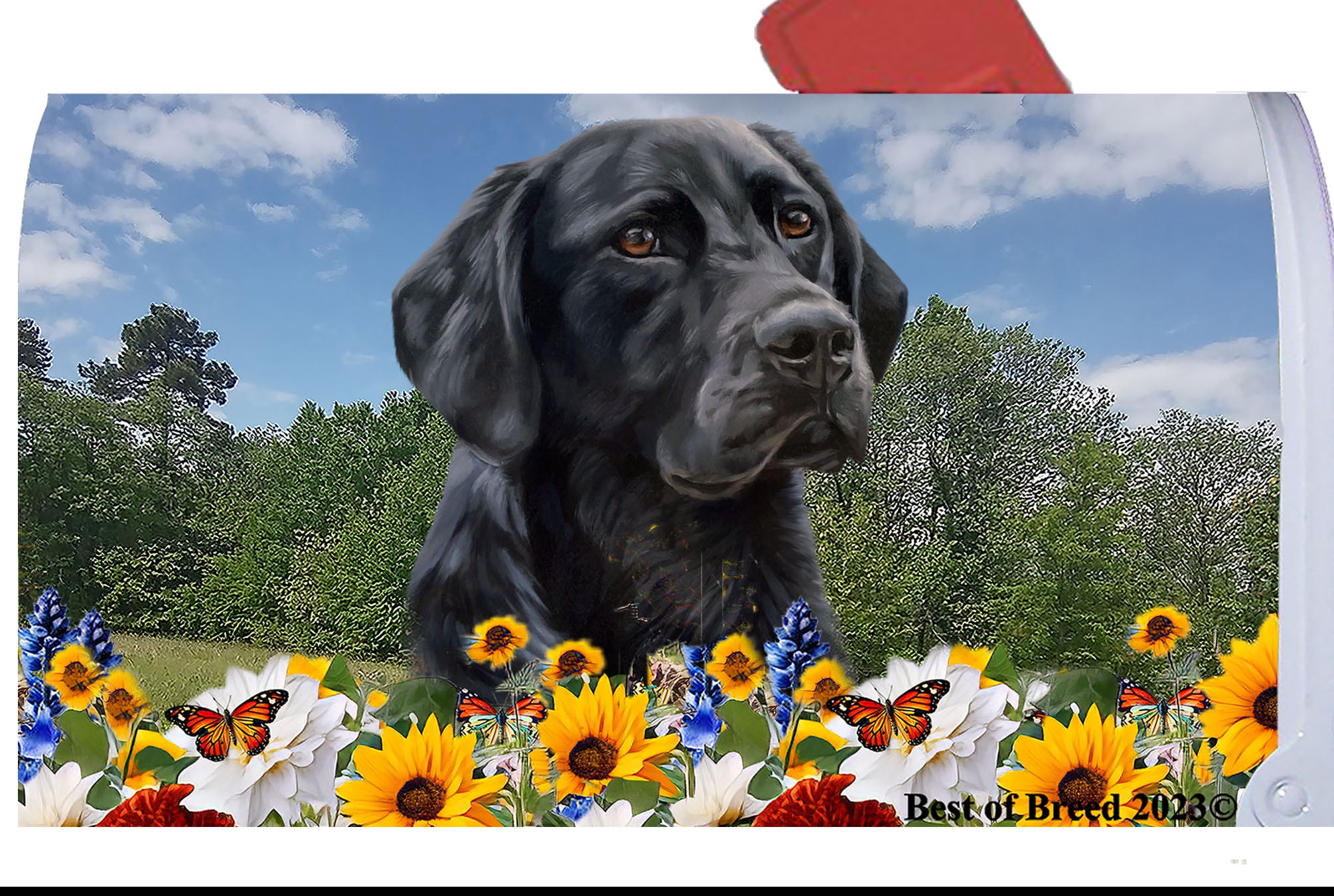 Black Labrador - Best of Breed Summer Flowers Mailbox Cover Hi-Grade ...