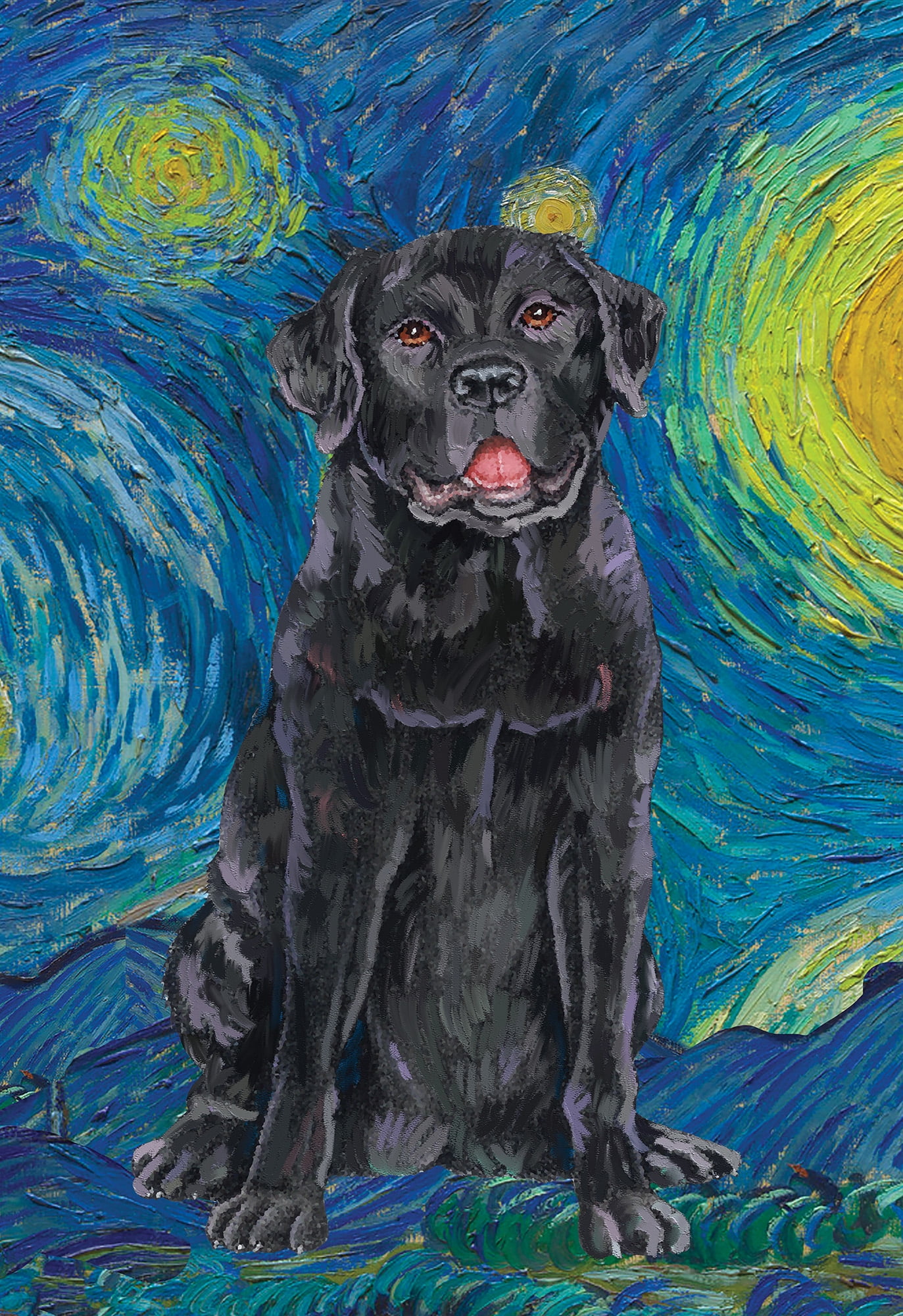 Black Labrador - Best of Breed Van Gogh Garden Flag - Walmart.com