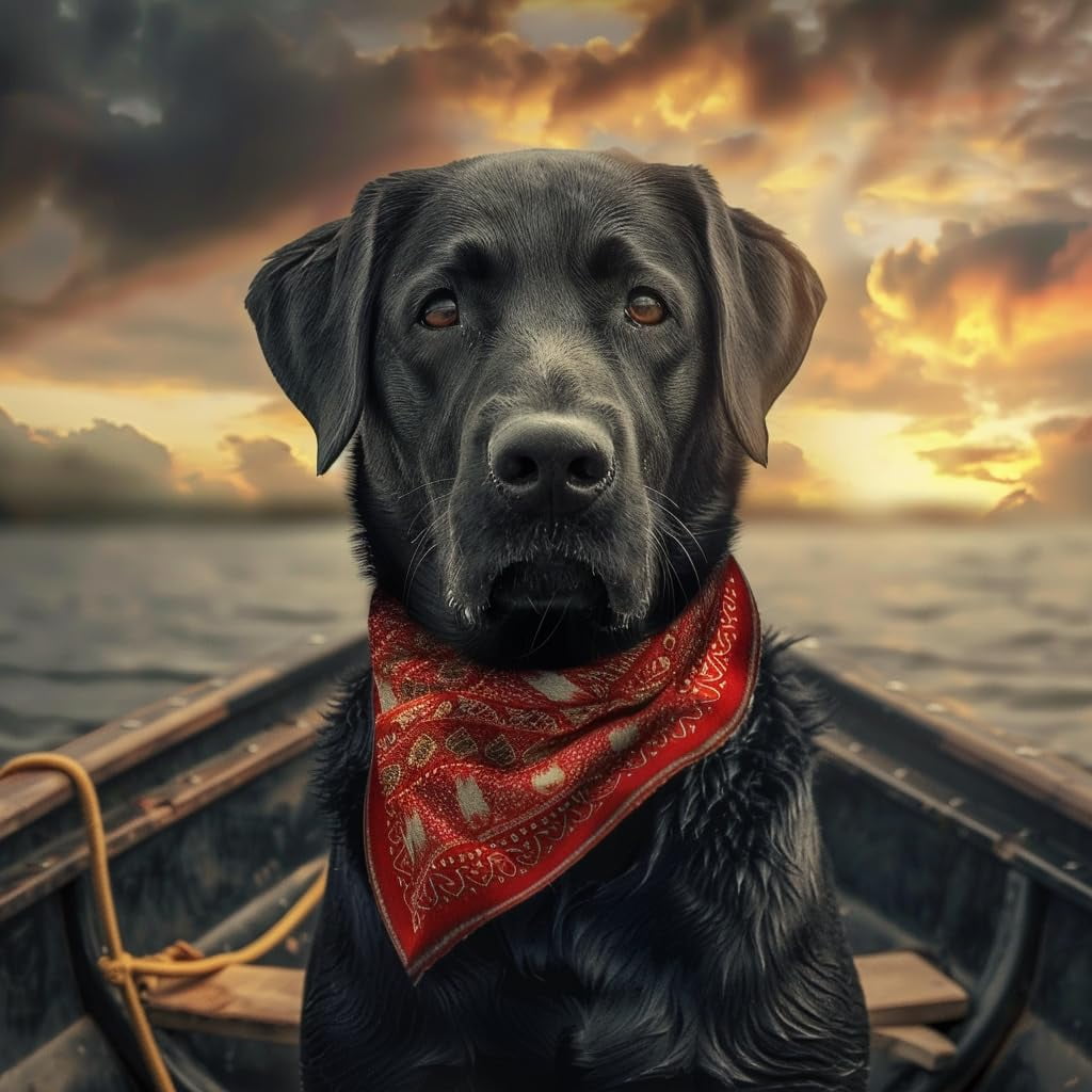 A Black Labrador on Boat 5D Diamond Art Painting by Number Kits for ...