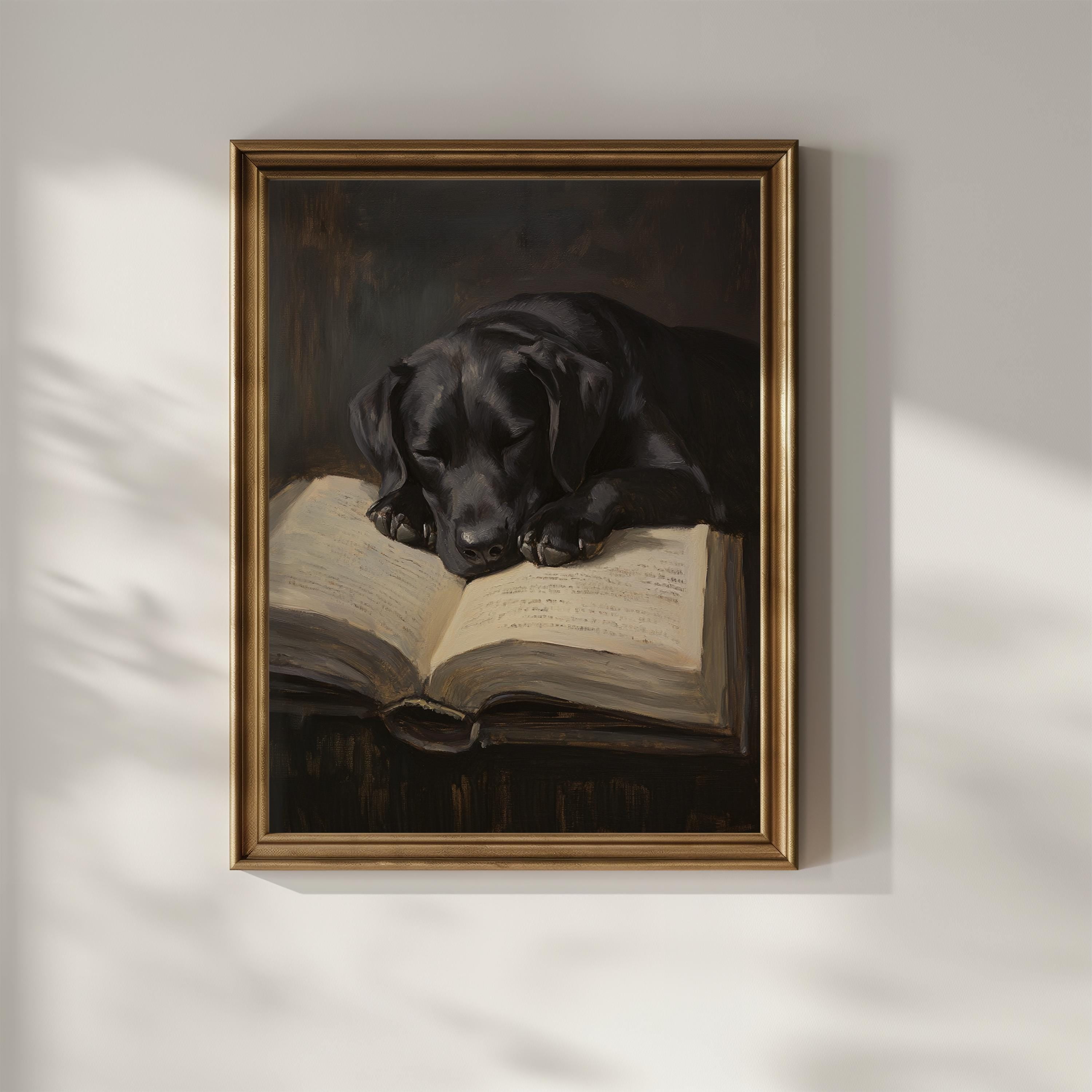 Black Labrador Book Poster Print Book Lover Wall Art Dark Academia ...