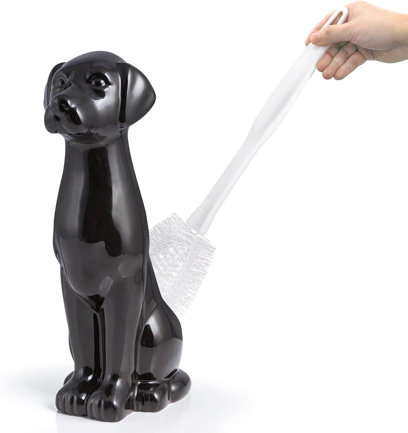 Black Labrador Ceramic Toilet Brush Holder with Plastic Brush Set by ...