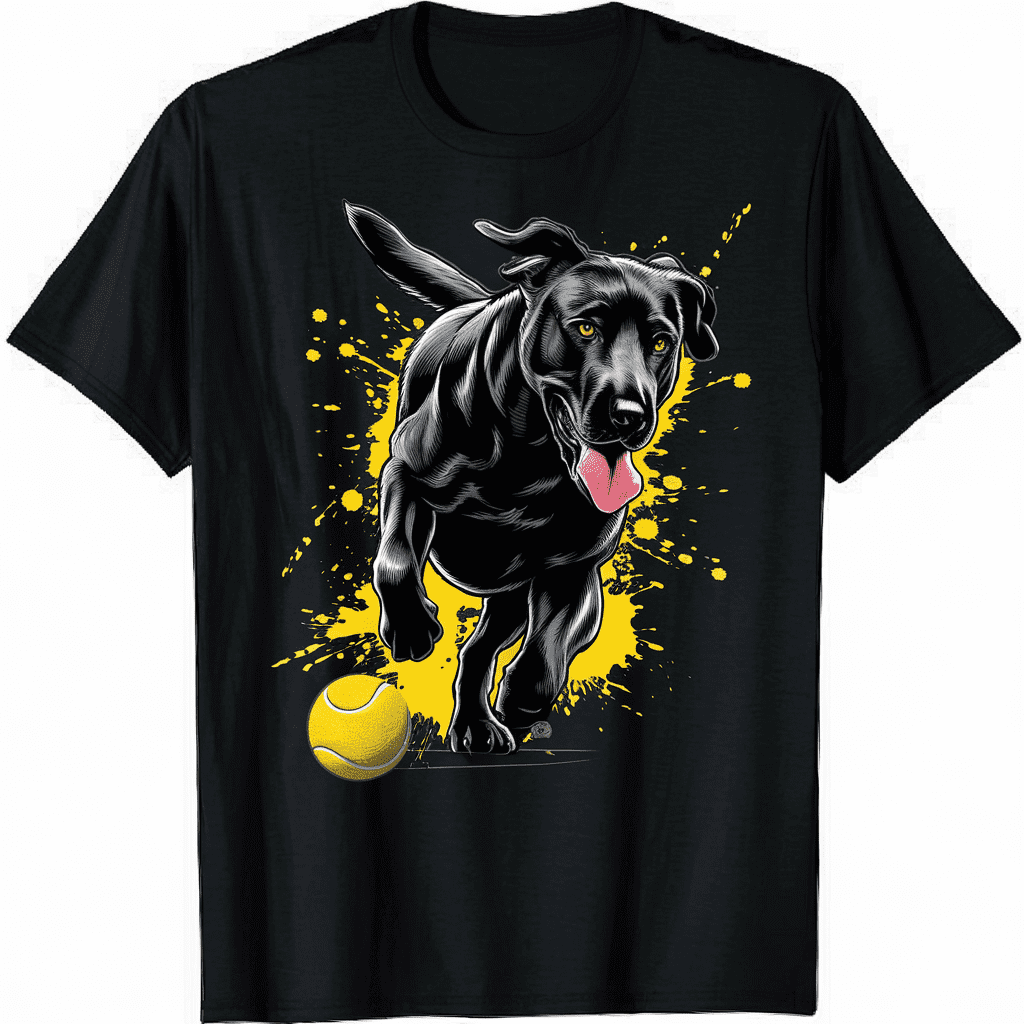 Black Labrador Chasing Ball Fun Dog Playtime T-Shirt - Walmart.com
