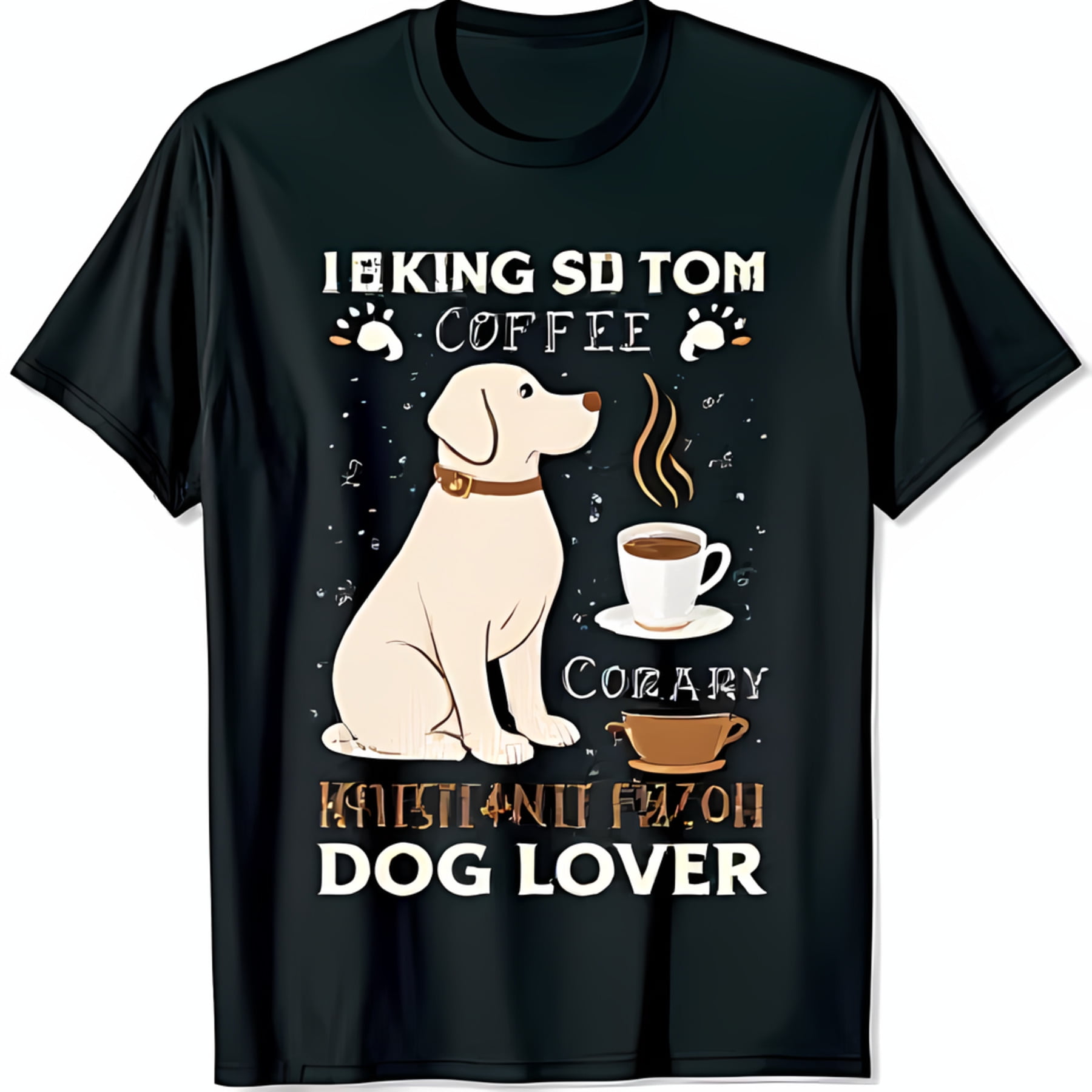 Black Labrador Coffee Lover T-Shirt Cute Dog & Coffee Design - Walmart.com