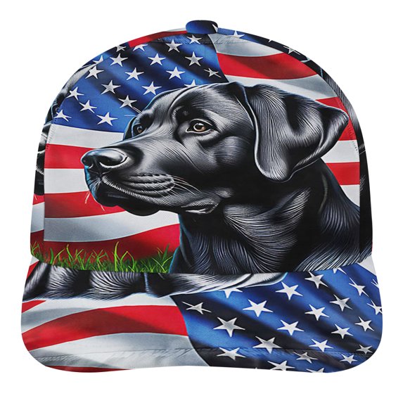 Black Labrador Dog American flag baseball cap hat - Walmart.com