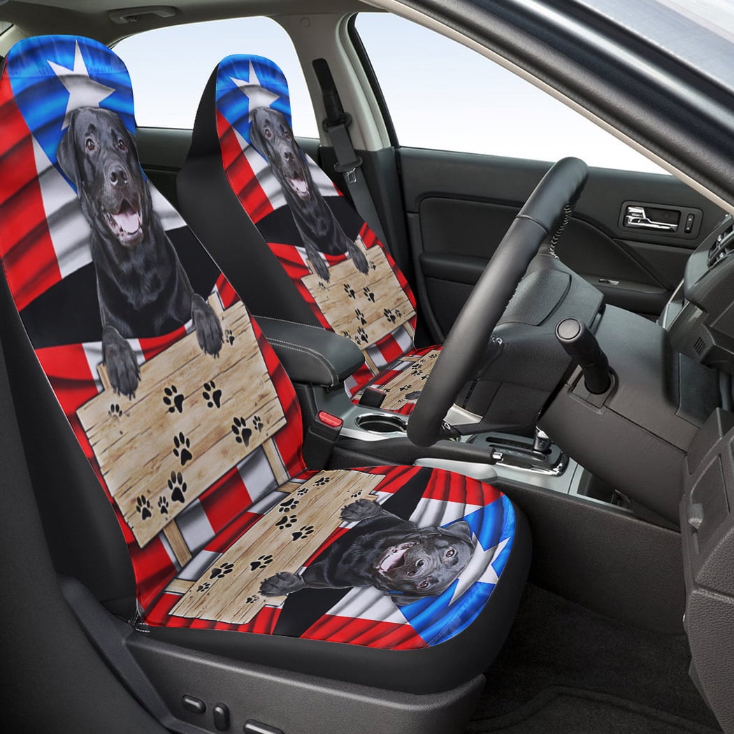 Black Labrador Dog Puerto Rican Seat Covers Cars, Car Truck SUV 2 Piec ...