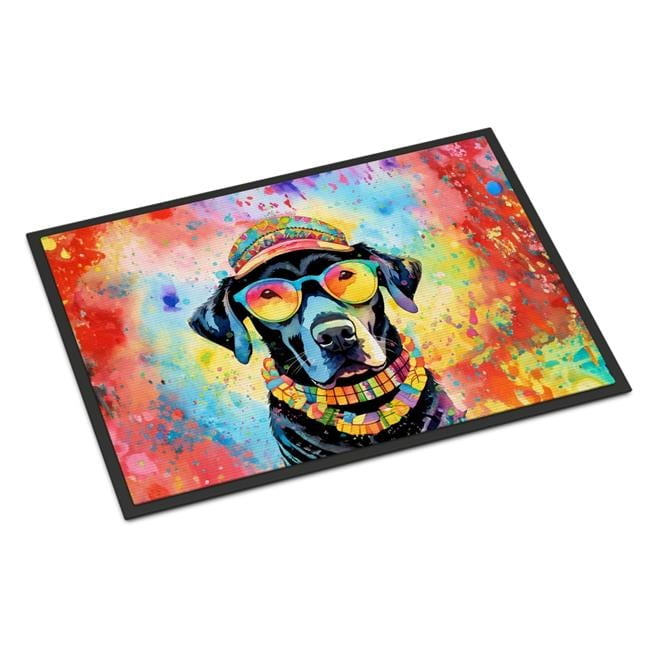 Carolines Treasures DAC2522MAT 0.15 x 18 x 27 in. Black Labrador Hippie ...