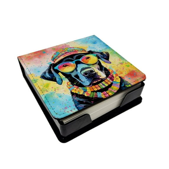 Black Labrador Hippie Dawg PU Leather Note Paper Holder with -Designed ...
