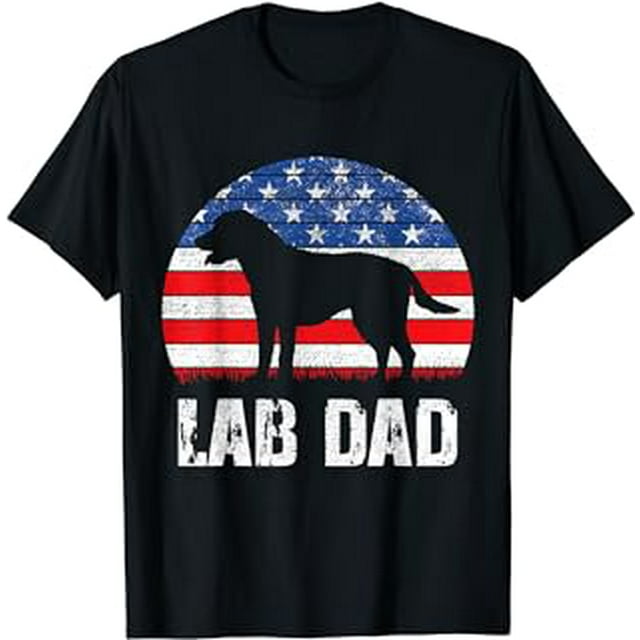 Black Labrador Lab Dad USA American Flag Black Lab Puppy T-Shirt ...