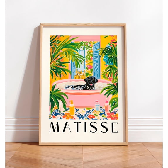 Black Labrador Matisse Print: Funny Tropical Bathroom Poster Physical ...