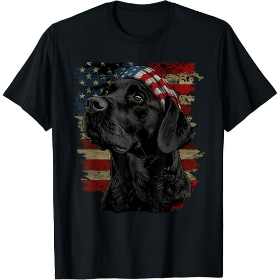 Black Labrador Patriotic Lab 4th Of July USA American Flag T-Shirt ...