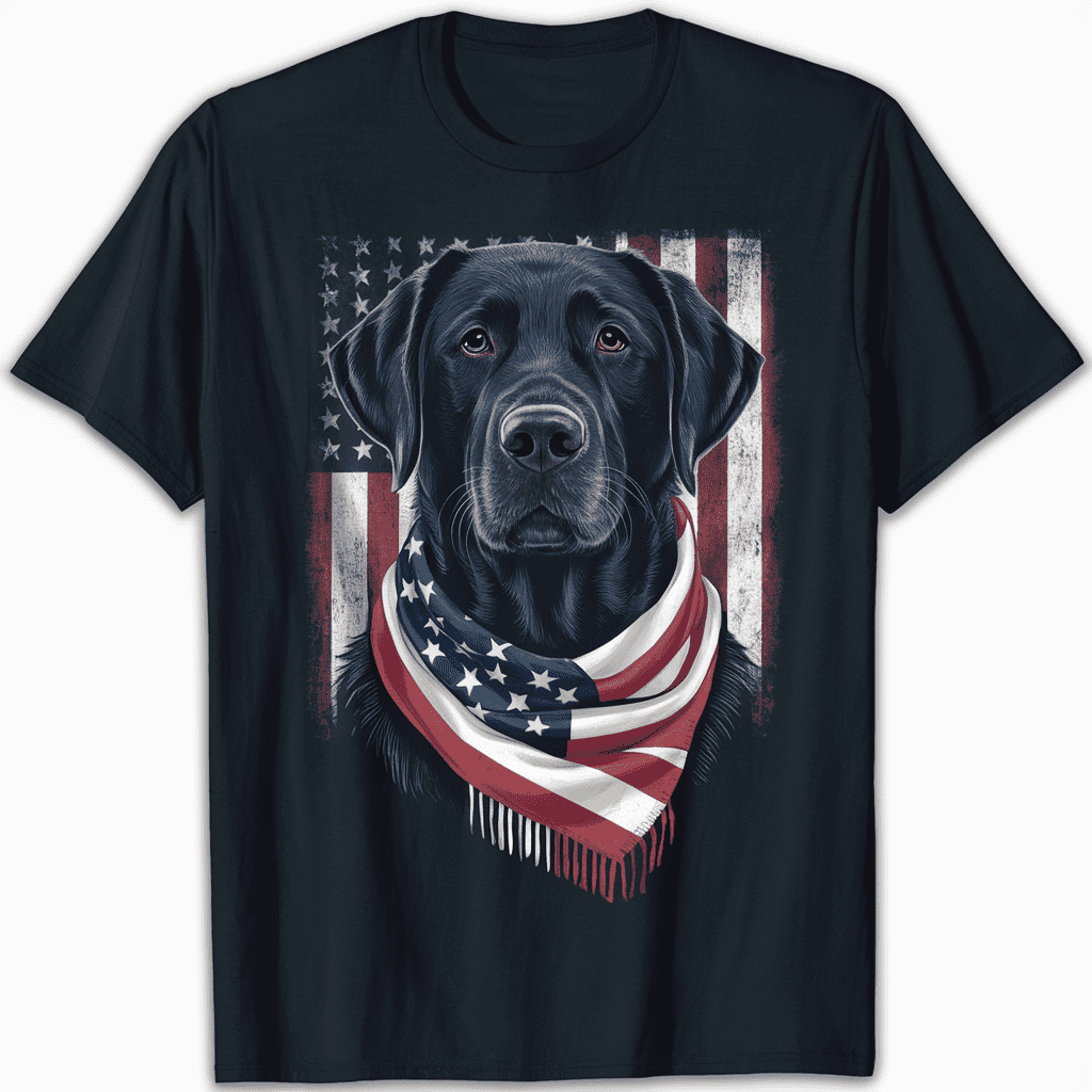 Black Labrador Patriotic Lab 4th Of July USA American Flag T-Shirt ...
