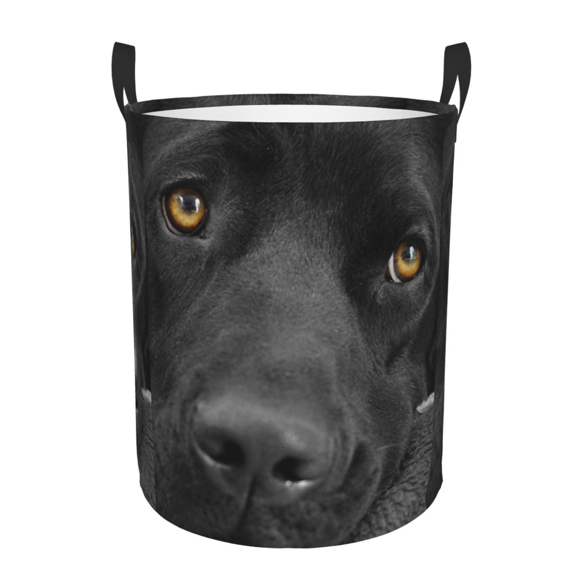 Black Labrador Puppy Circular Laundry Basket (With Handle) Waterproof ...