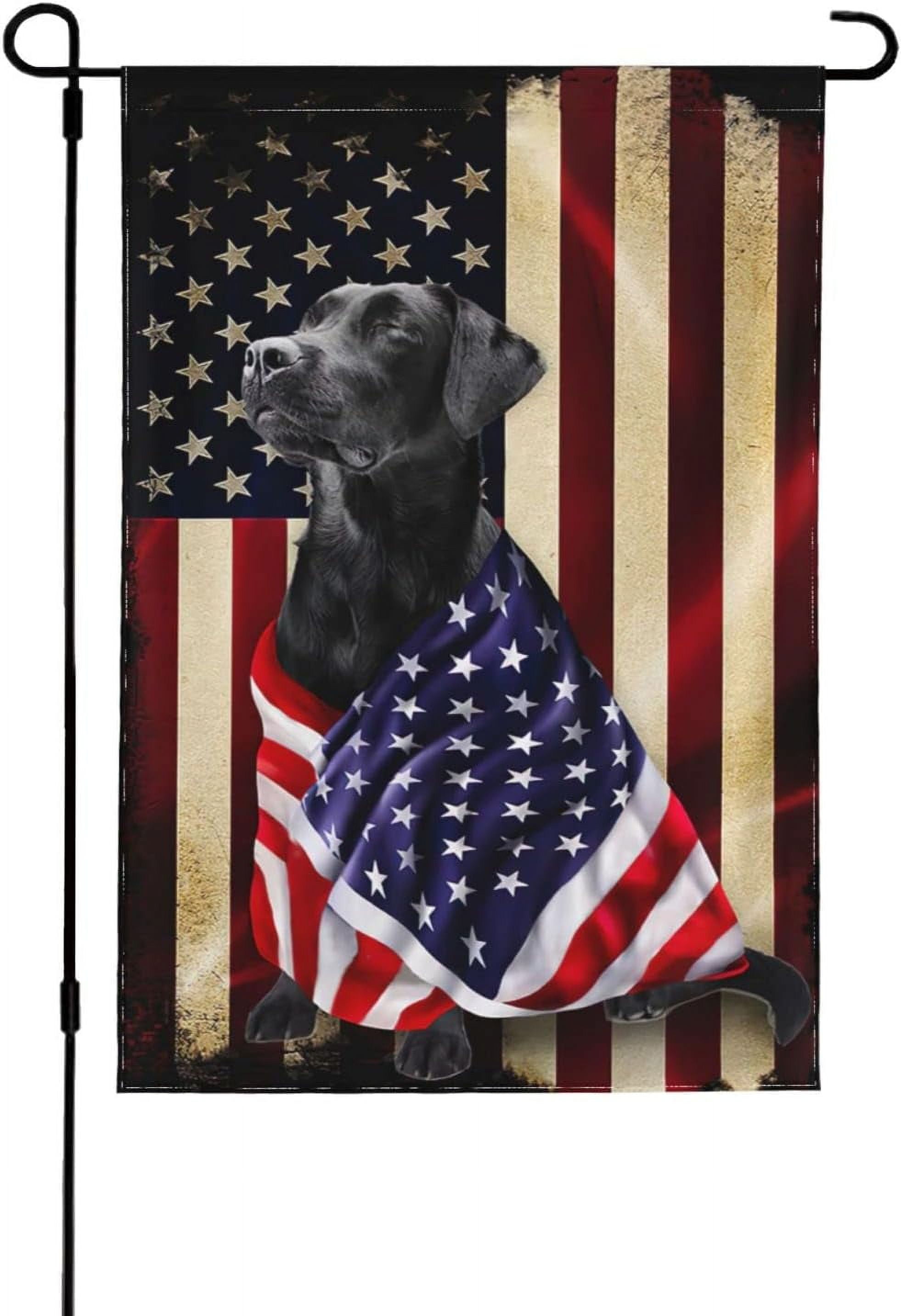 Black Labrador Retriever American Patriot Garden Flag Double Sided ...
