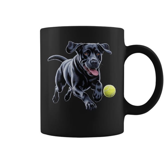 Black Labrador Retriever Chasing A Ball Puppy Lab Owner Coffee Mugs ...