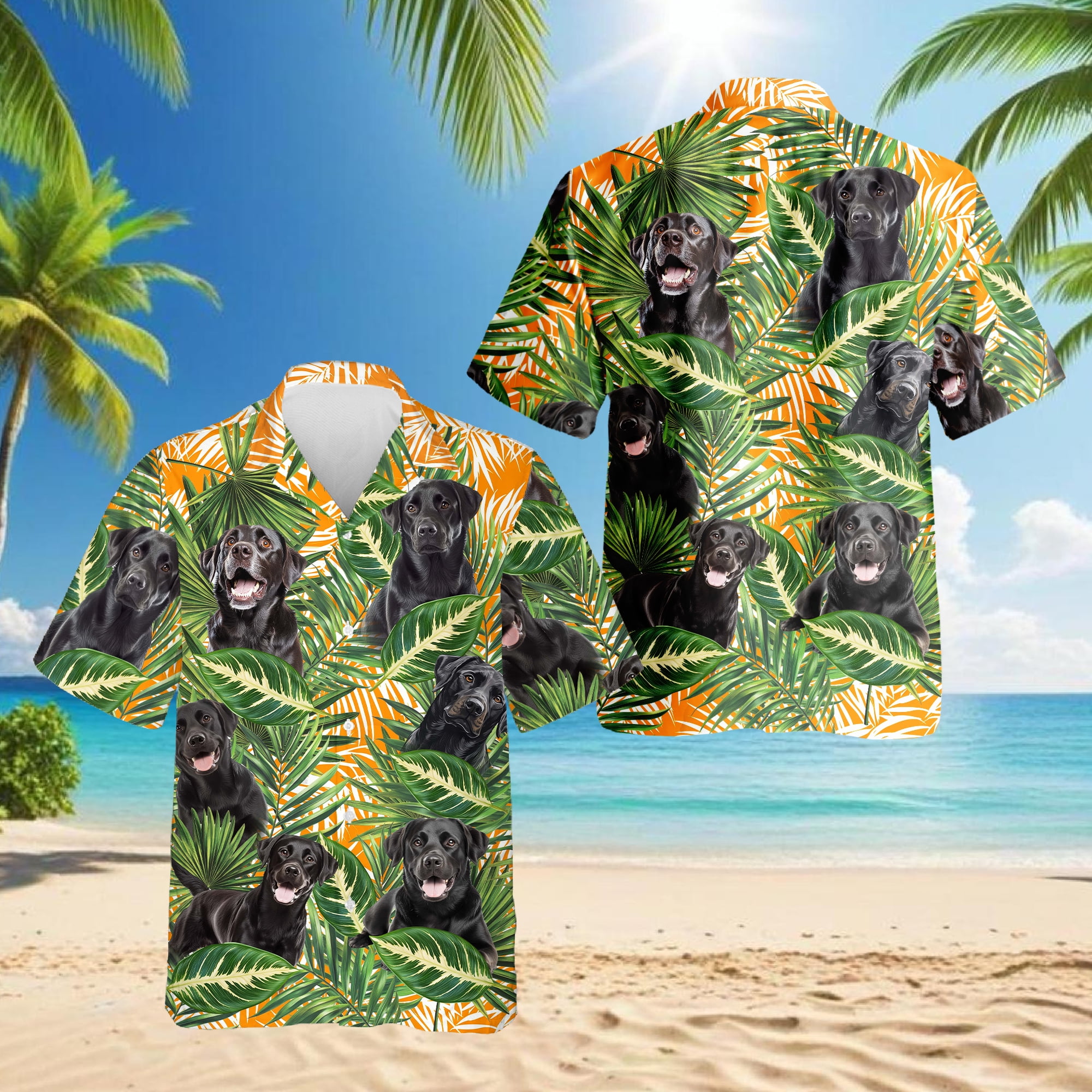 Black Labrador Retriever Dog Hawaiian Shirt for Men, Button Down Summer ...