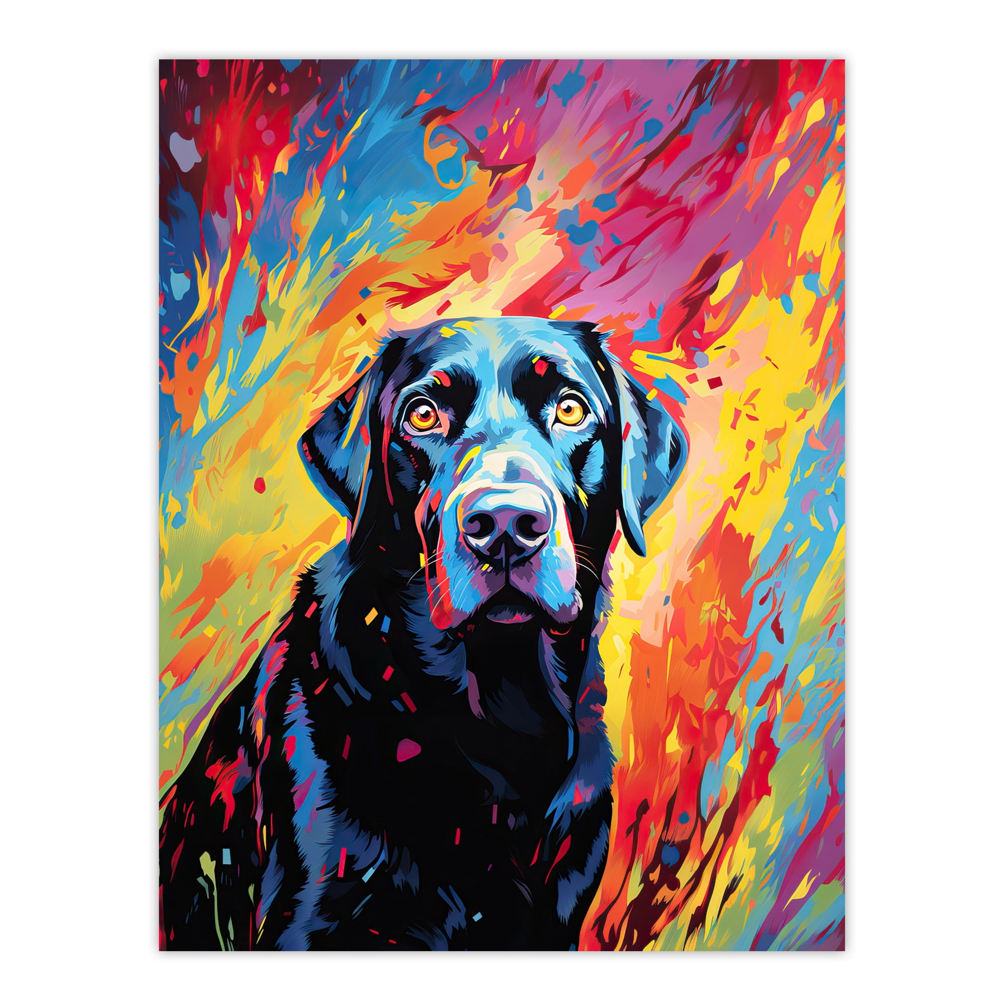 Black Labrador Retriever Dog Lover Gift Pet Portrait Vibrant Colourful ...