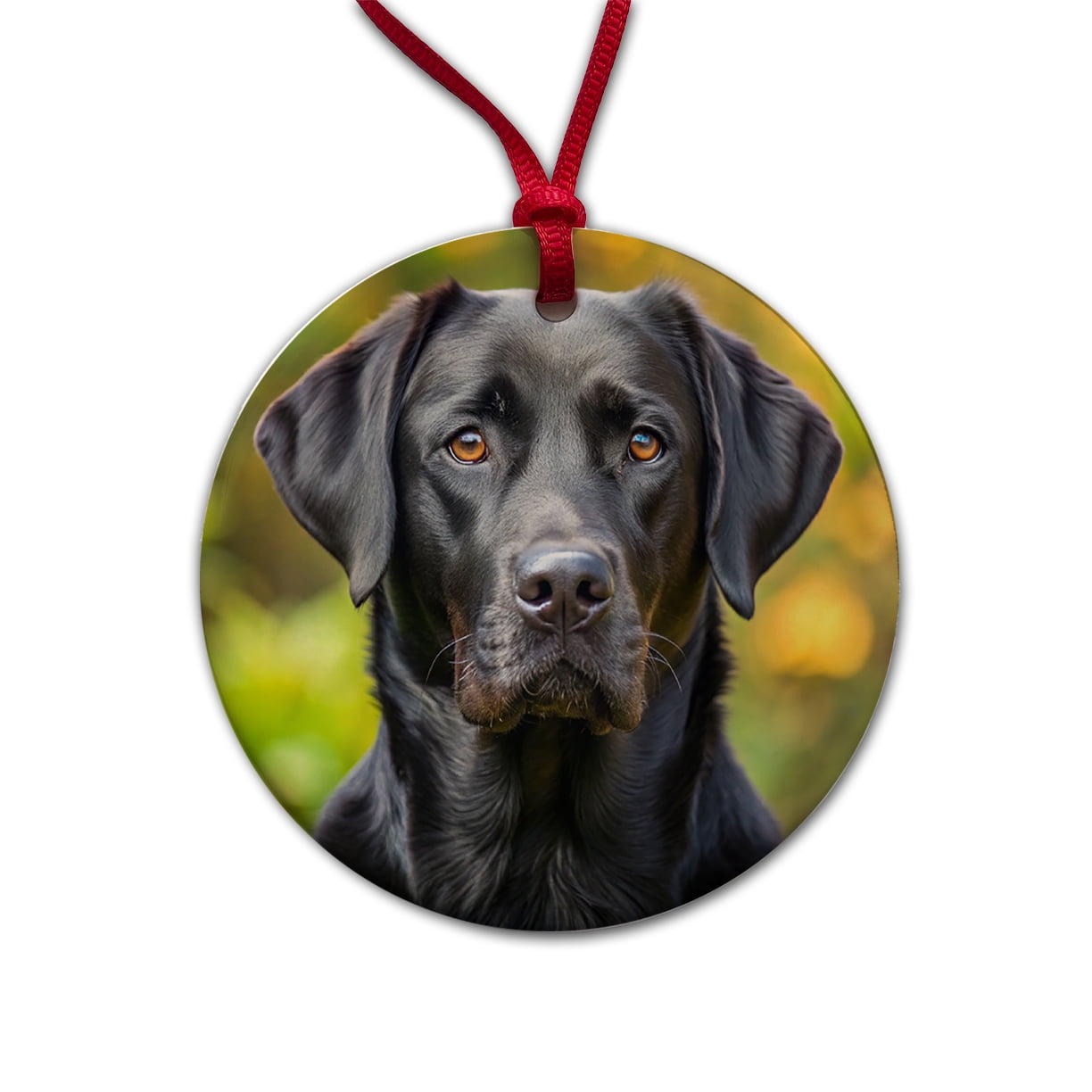 Black Labrador Retriever Dog Photo Christmas Tree Holiday Round Ceramic ...