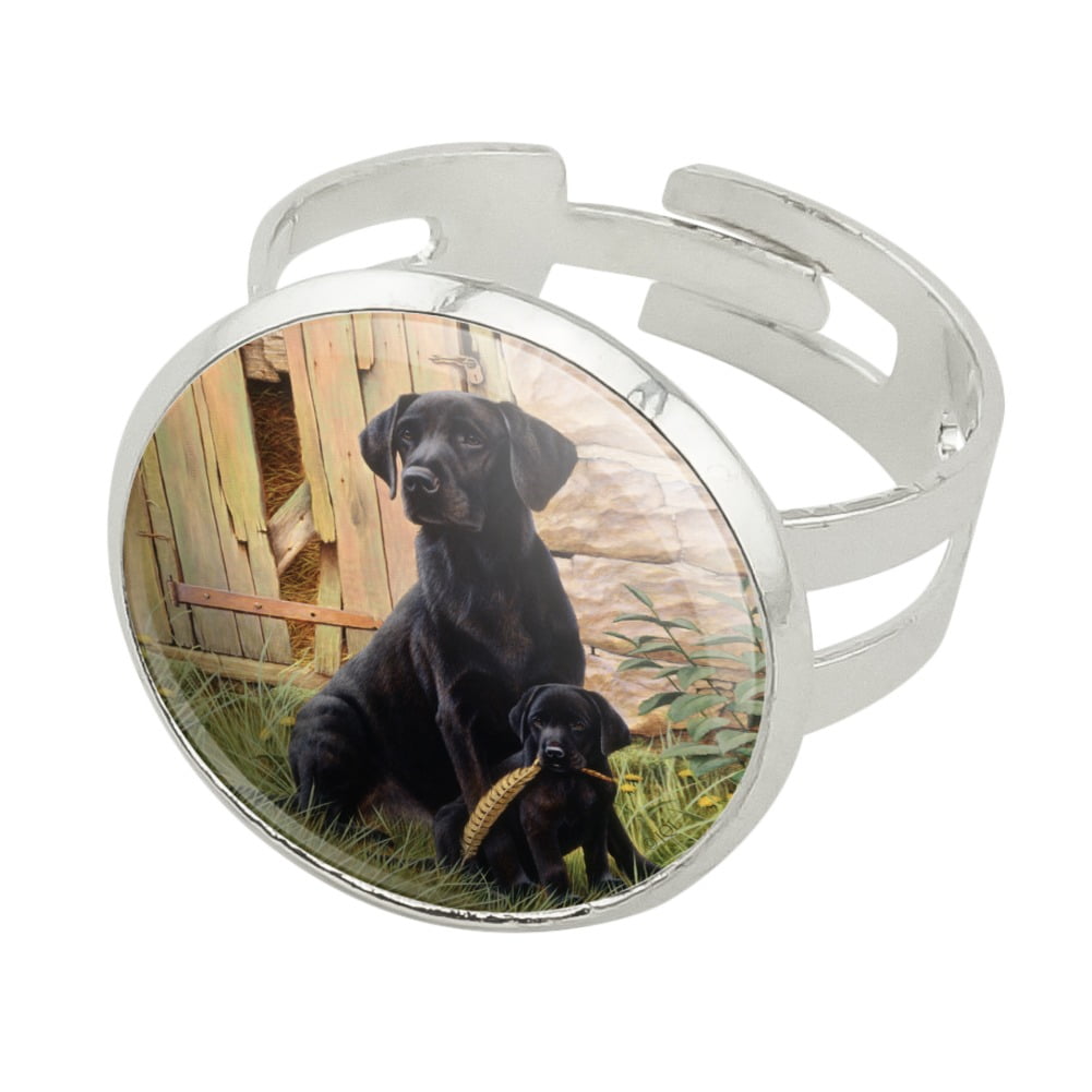 Black Labrador Retriever Dog Puppy Silver Plated Adjustable Novelty ...