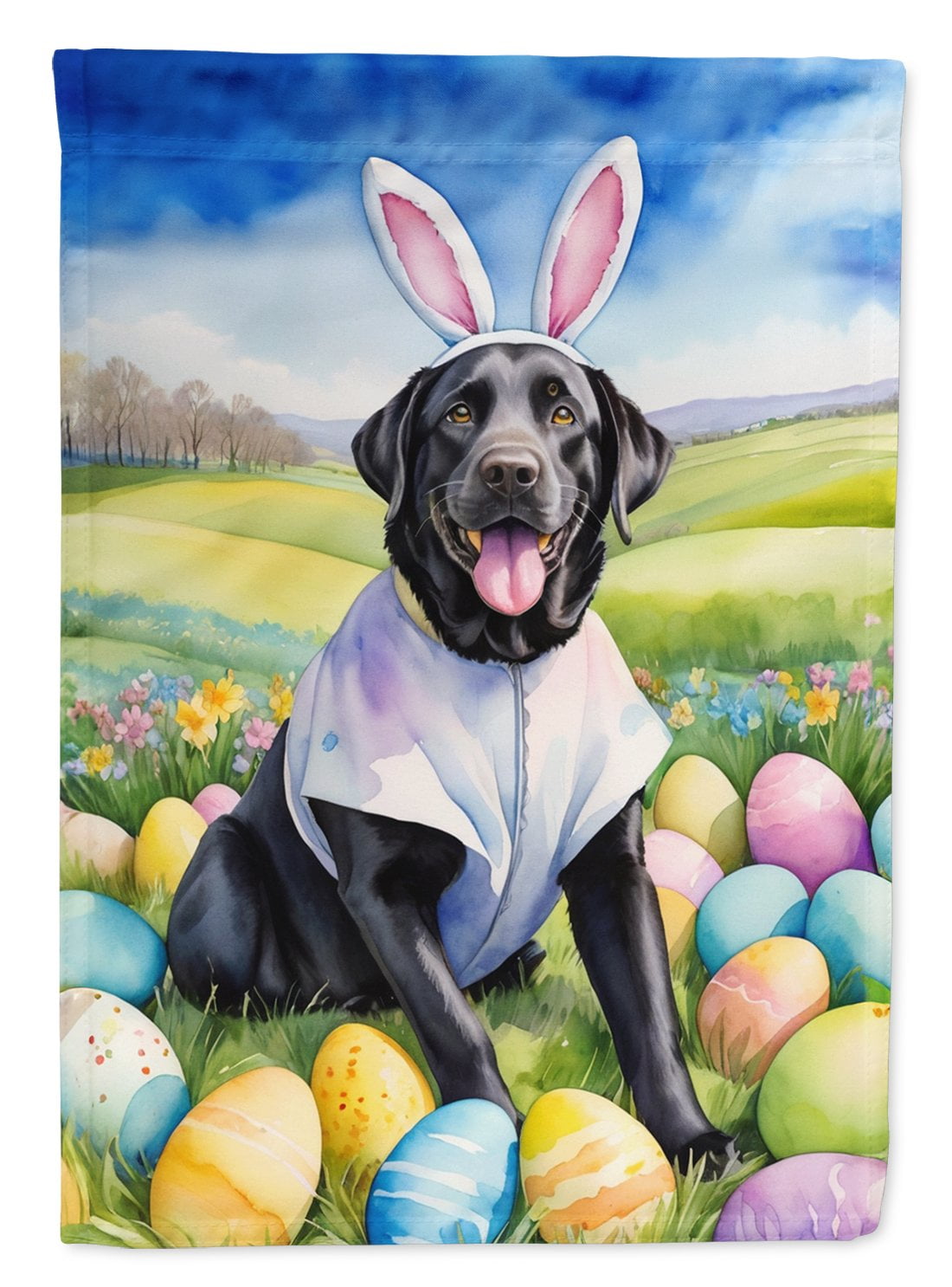 Black Labrador Retriever Easter Egg Hunt House Flag 28 in x 40 in ...