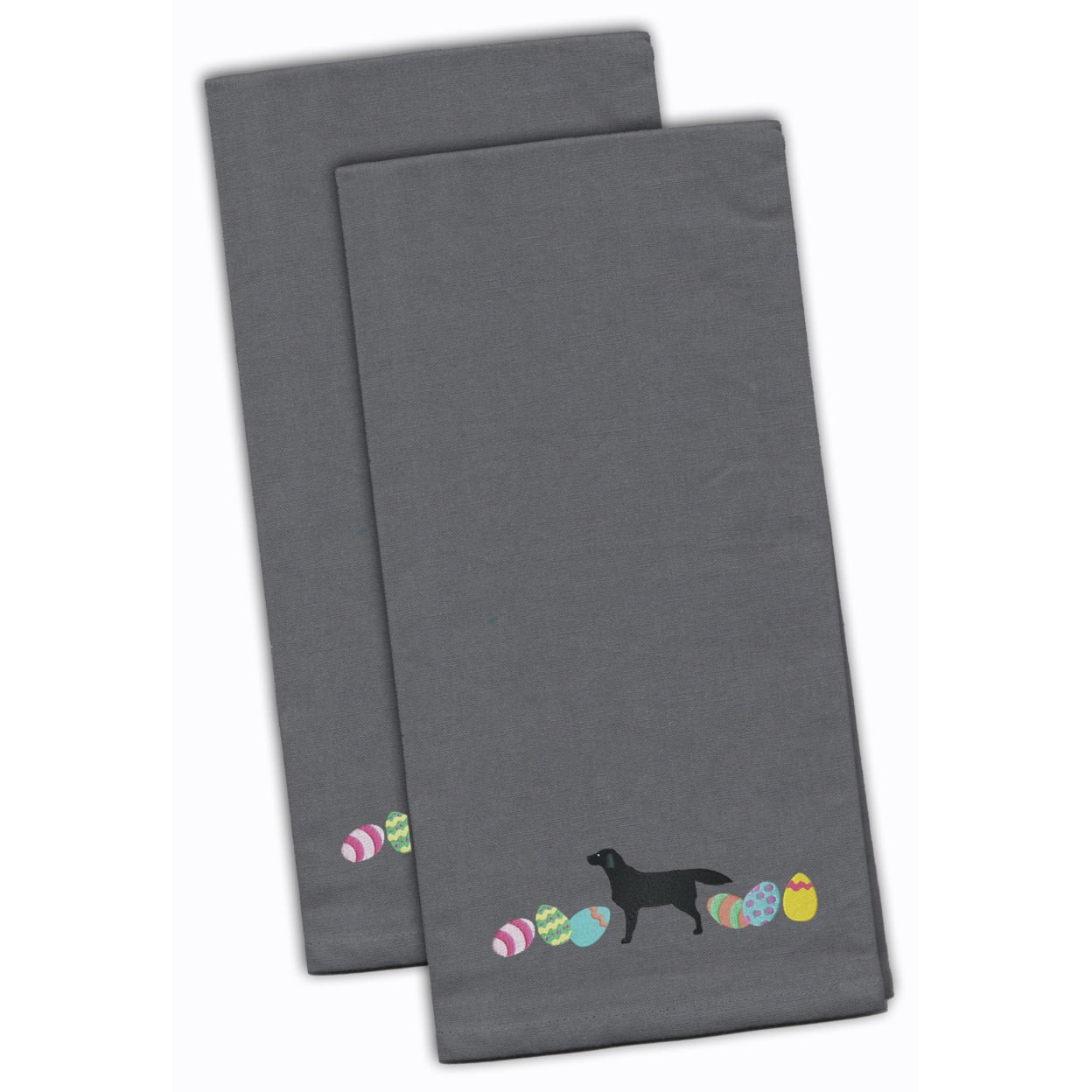 Black Labrador Retriever Easter Gray Embroidered Towel Set of 2 ...