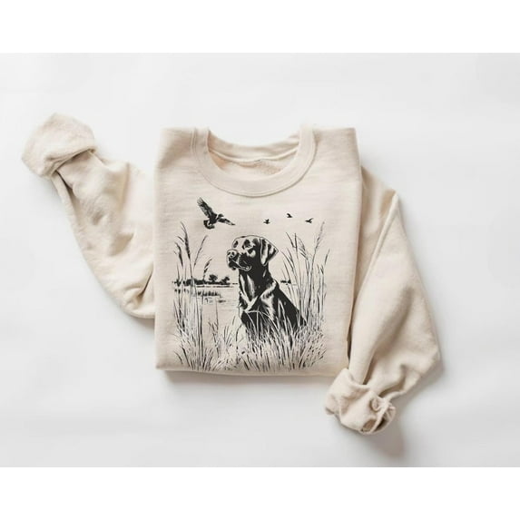 Black Labrador Retriever Hunting Scene Sweatshirt, Retro Lab Sweater ...