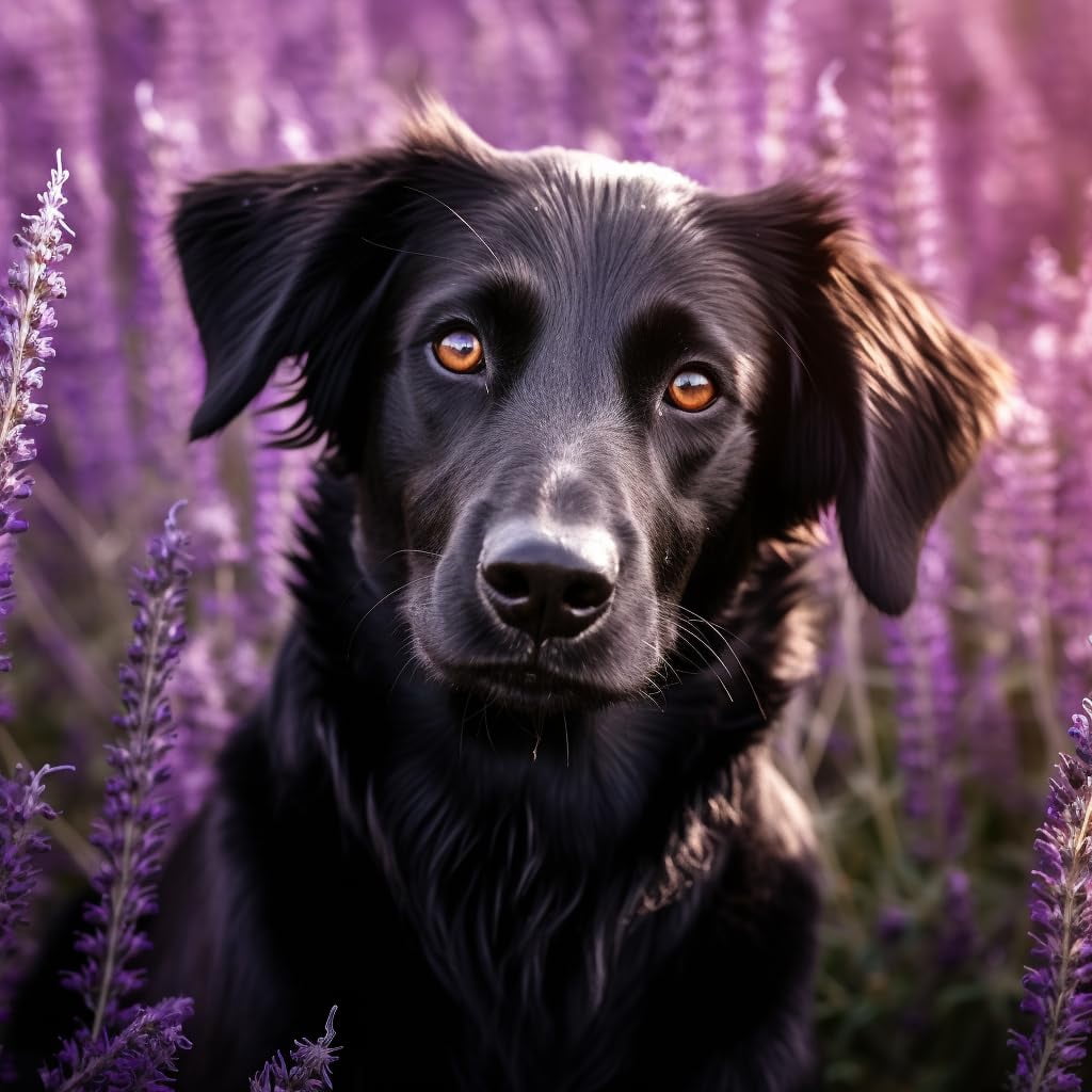 Black Labrador Retriever in Lavender 5D Diamond Art Painting by Number ...