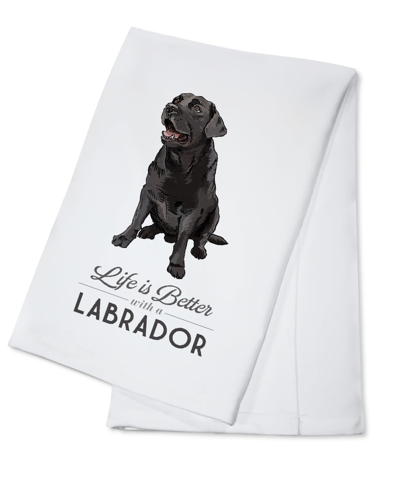 Black Labrador Retriever, Life is Better (100% Cotton Tea Towel ...