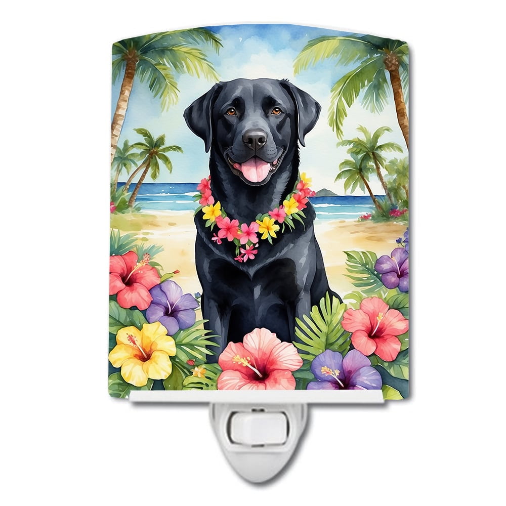 Black Labrador Retriever Luau Ceramic Night Light 4 in x 6 in - Walmart.com